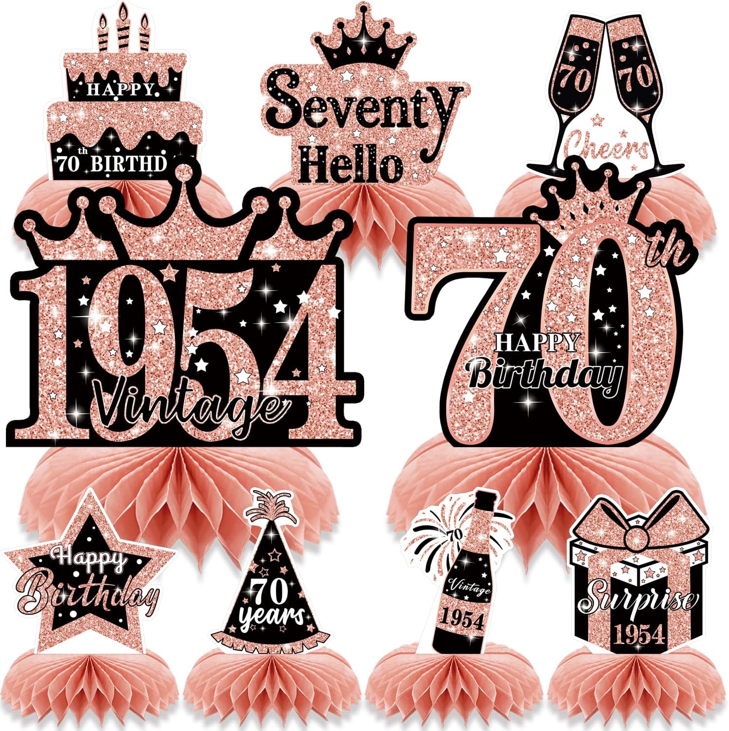 Amazon.com: 9Pcs 70th Birthday Decorations Honeycomb Centerpieces for ...