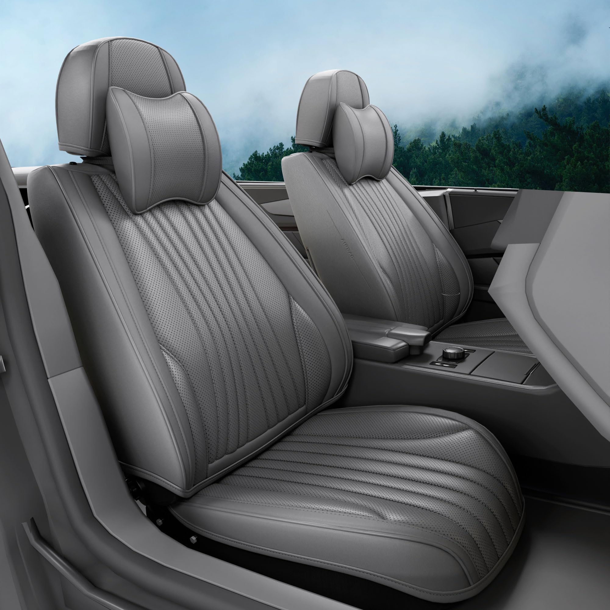 Amazon.com: FEELON 2 Pieces LB Front Car Seat Covers, Waterproof Nappa ...