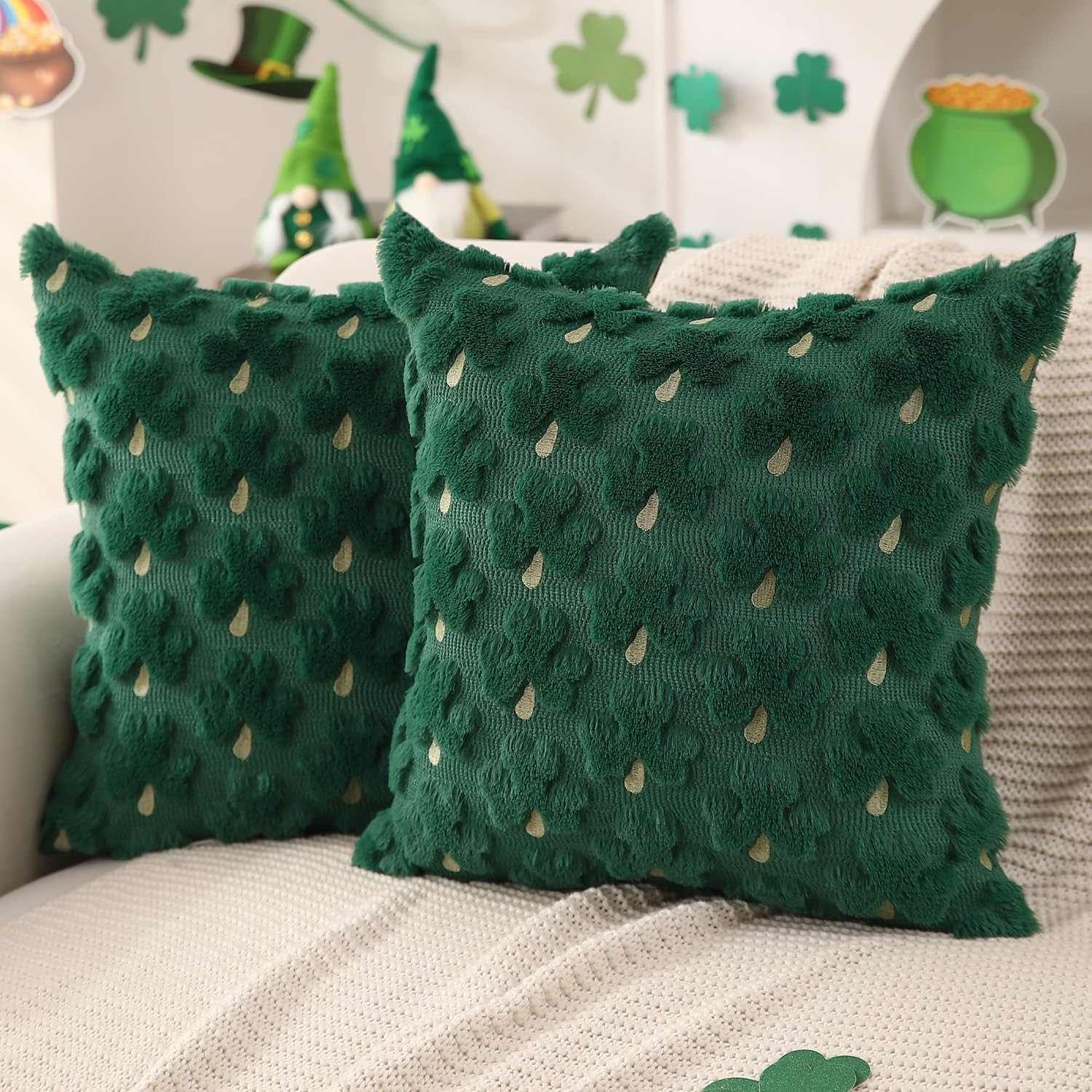 Amazon.com: RattanView 18 x 18 Inch St Patrick's Pillow Cover Green ...