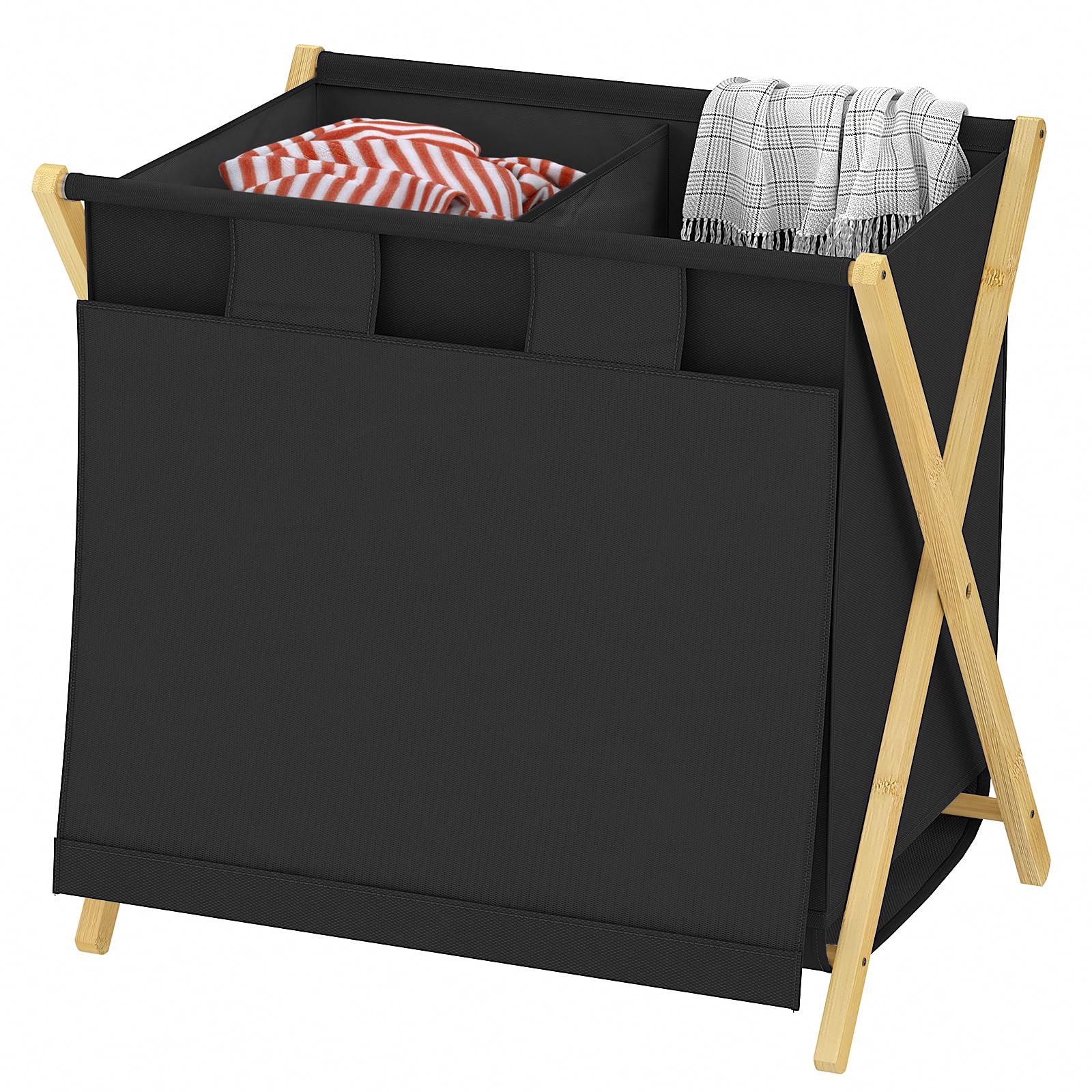 Hoiplu Double Laundry Hamper with Lid, 125L (33 Gal) Divided Oxford ...