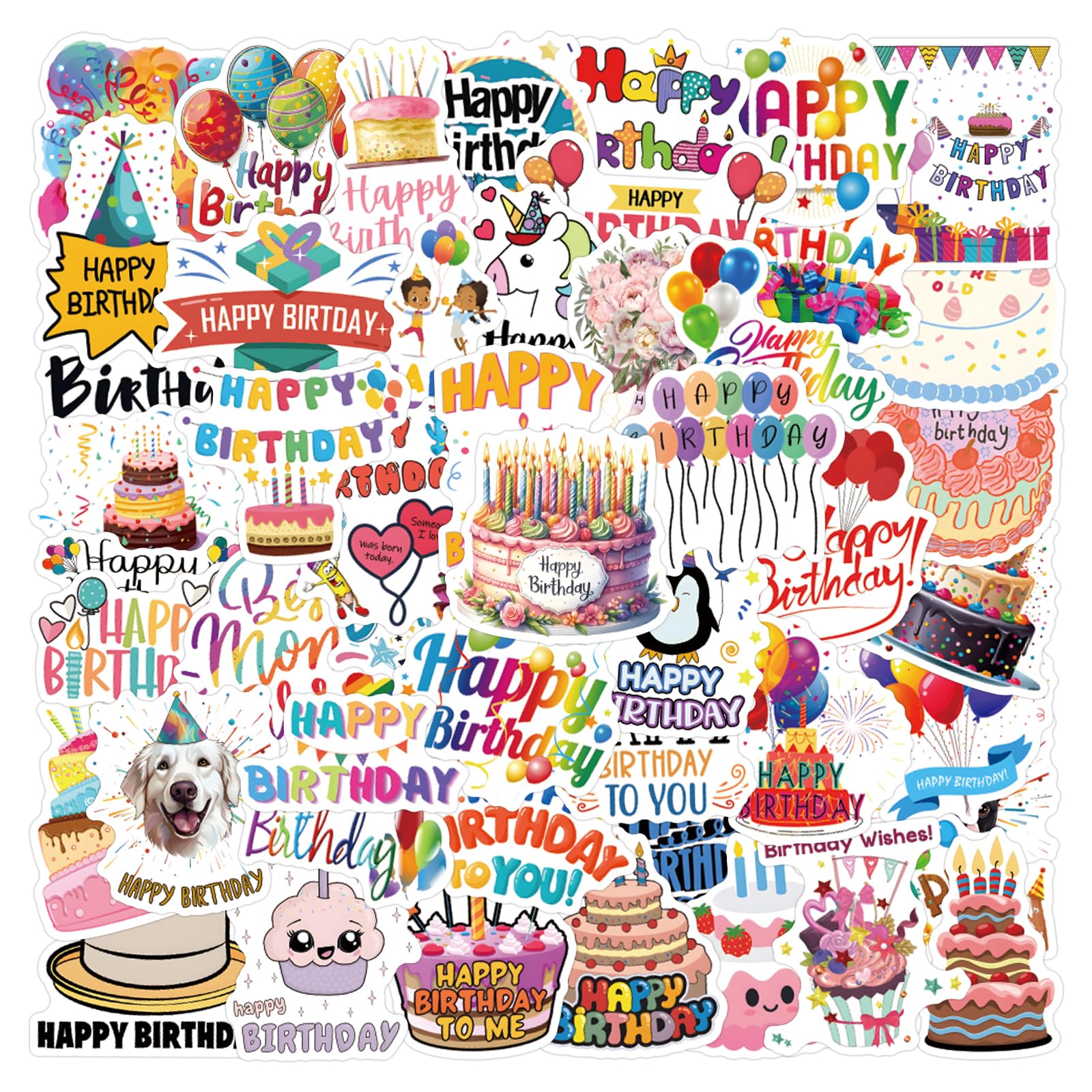 Amazon.com: 55PCS Happy Birthday Stickers for Kids Teens Adults, Kechup ...