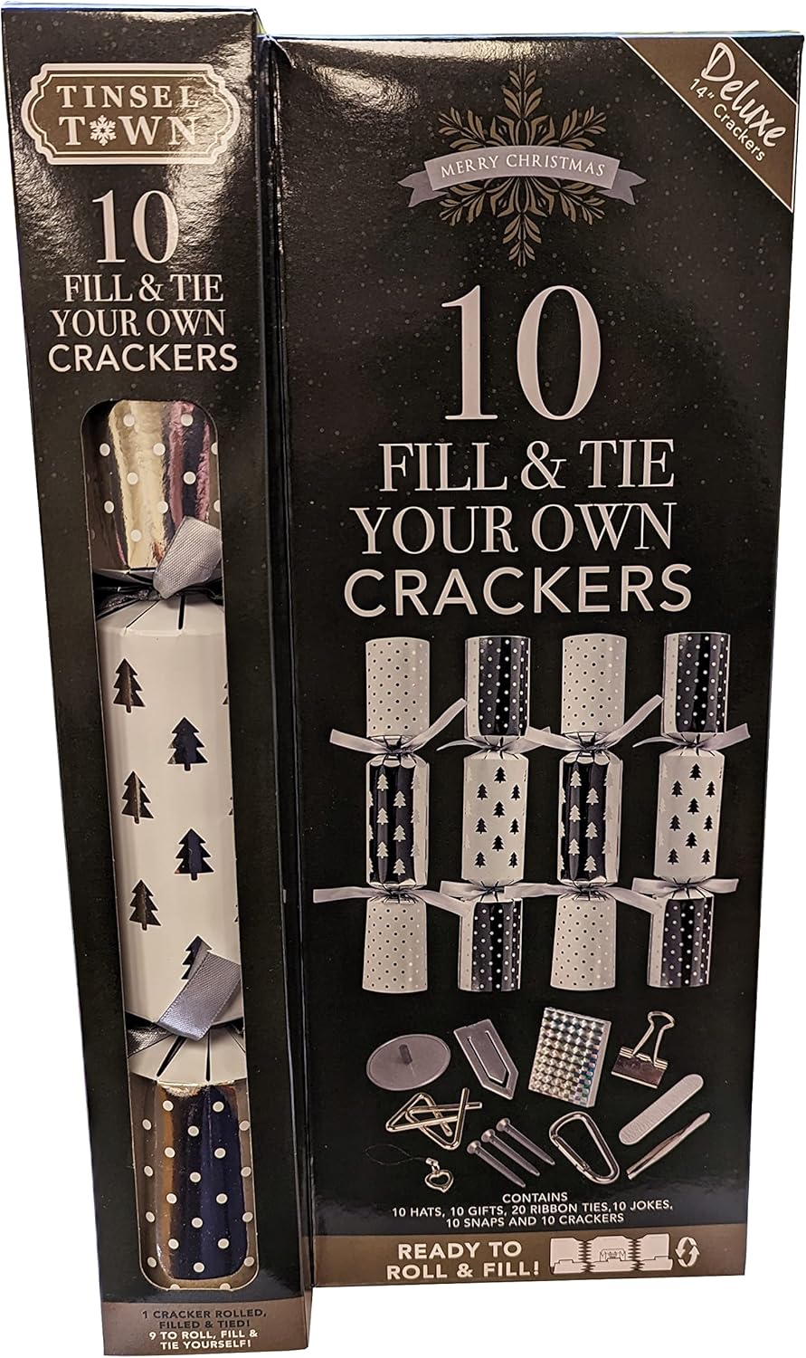 Quickdraw Make Your Own Christmas Crackers Kit Pack of 10 Deluxe Fill ...