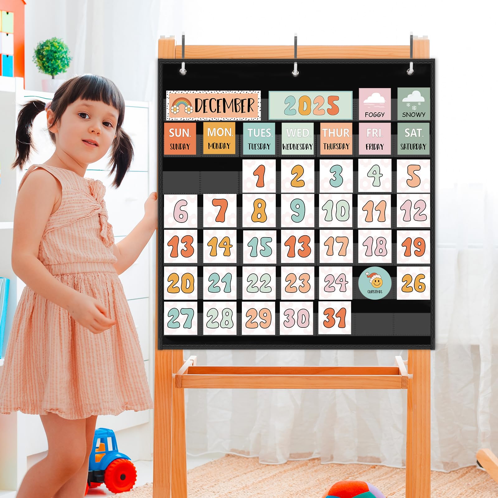 Classroom Calendar Pocket Chart Retro Calendar Kit, Calendar Pocket ...