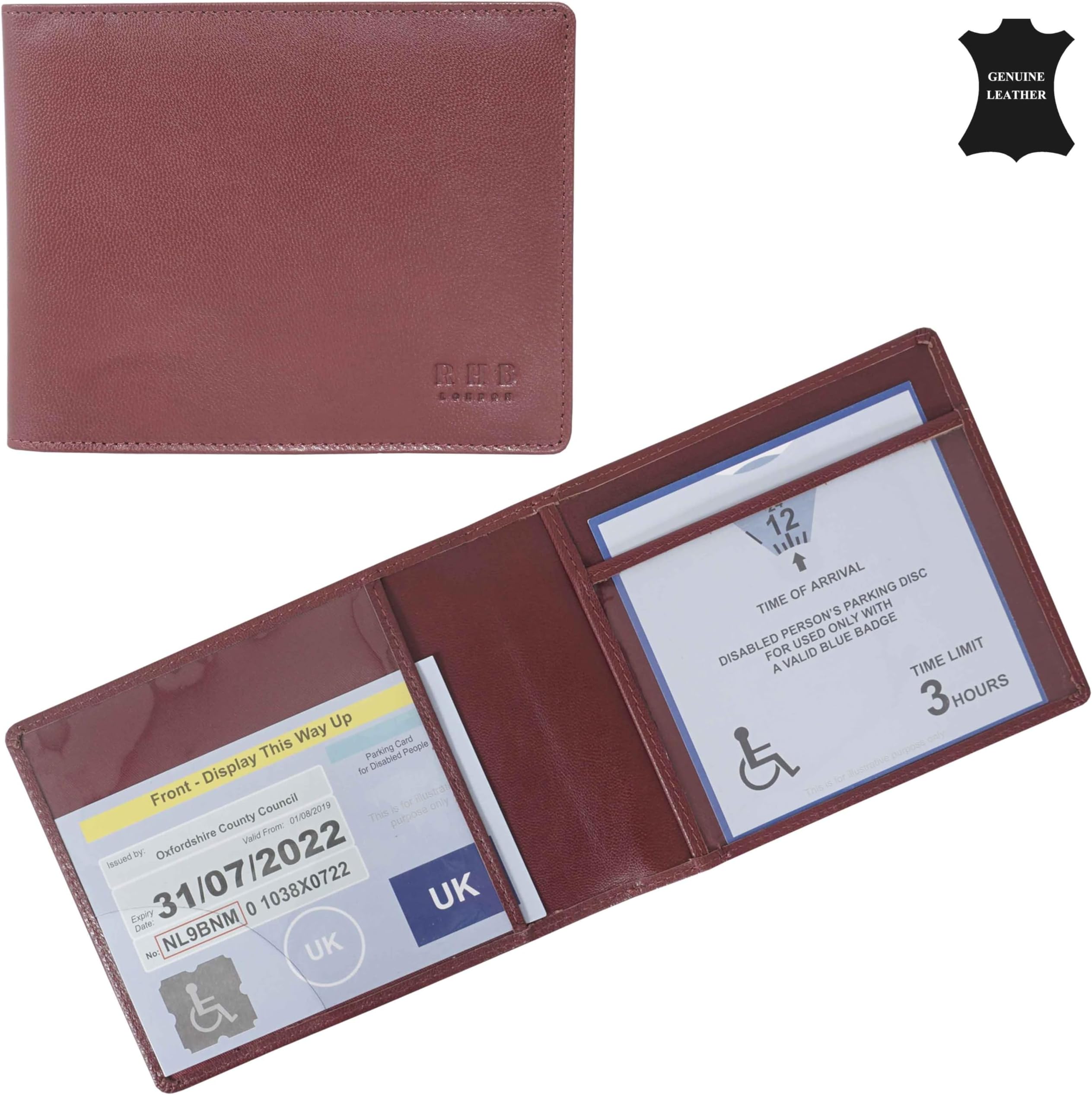 RHB Genuine Leather Disabled Blue Badge Holder with Timer Wallet ...