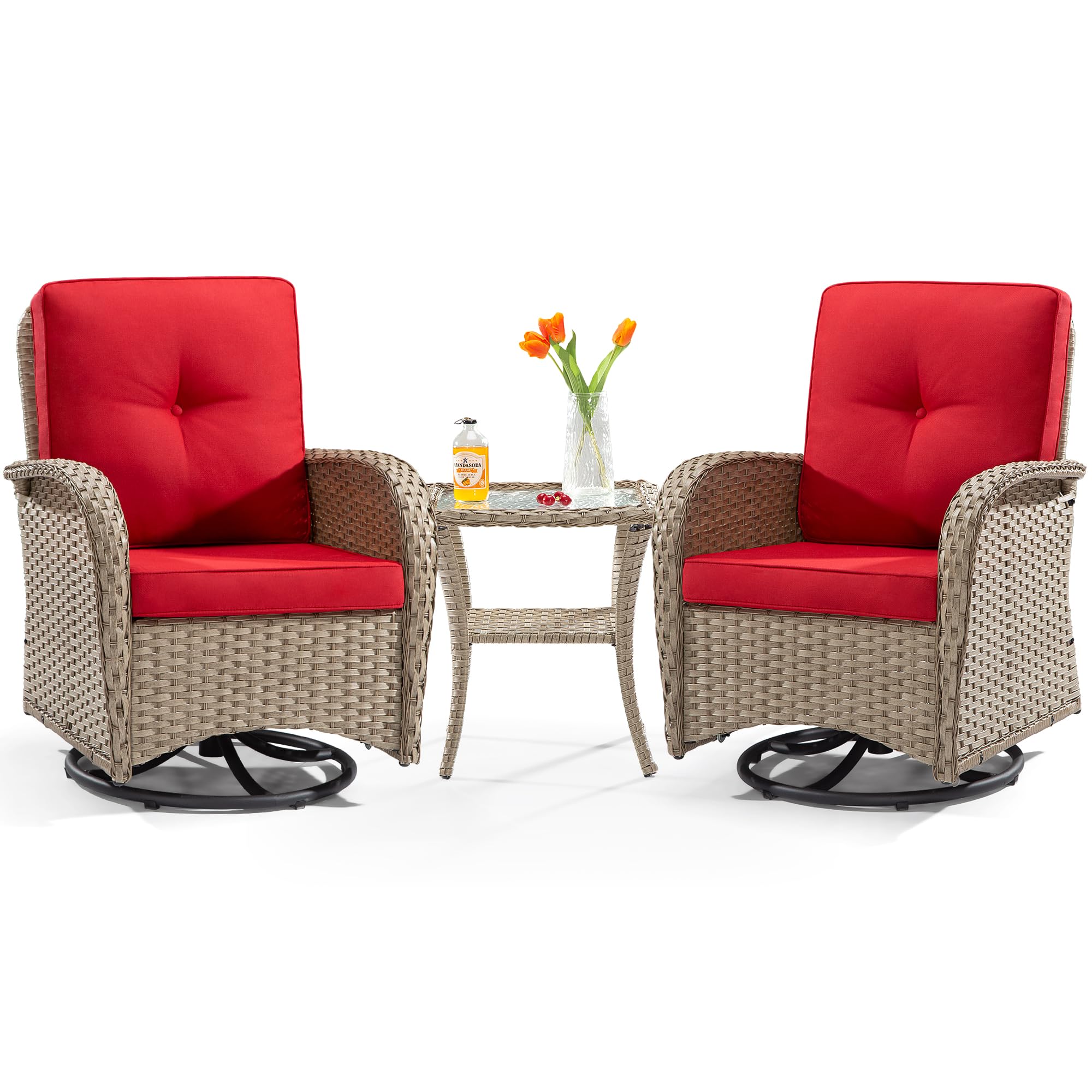 Amazon.com: Gardenbee Patio Swivel Glider Wicker Chairs - Outdoor ...