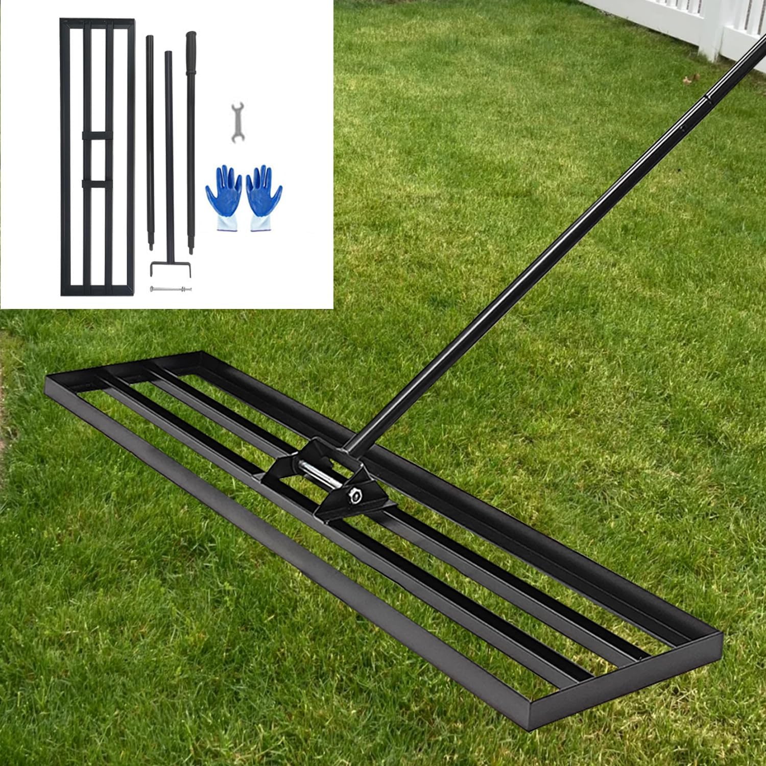 Amazon.com : Eagwon 48"x10" Lawn Leveling Rake - High Carbon Steel Yard ...