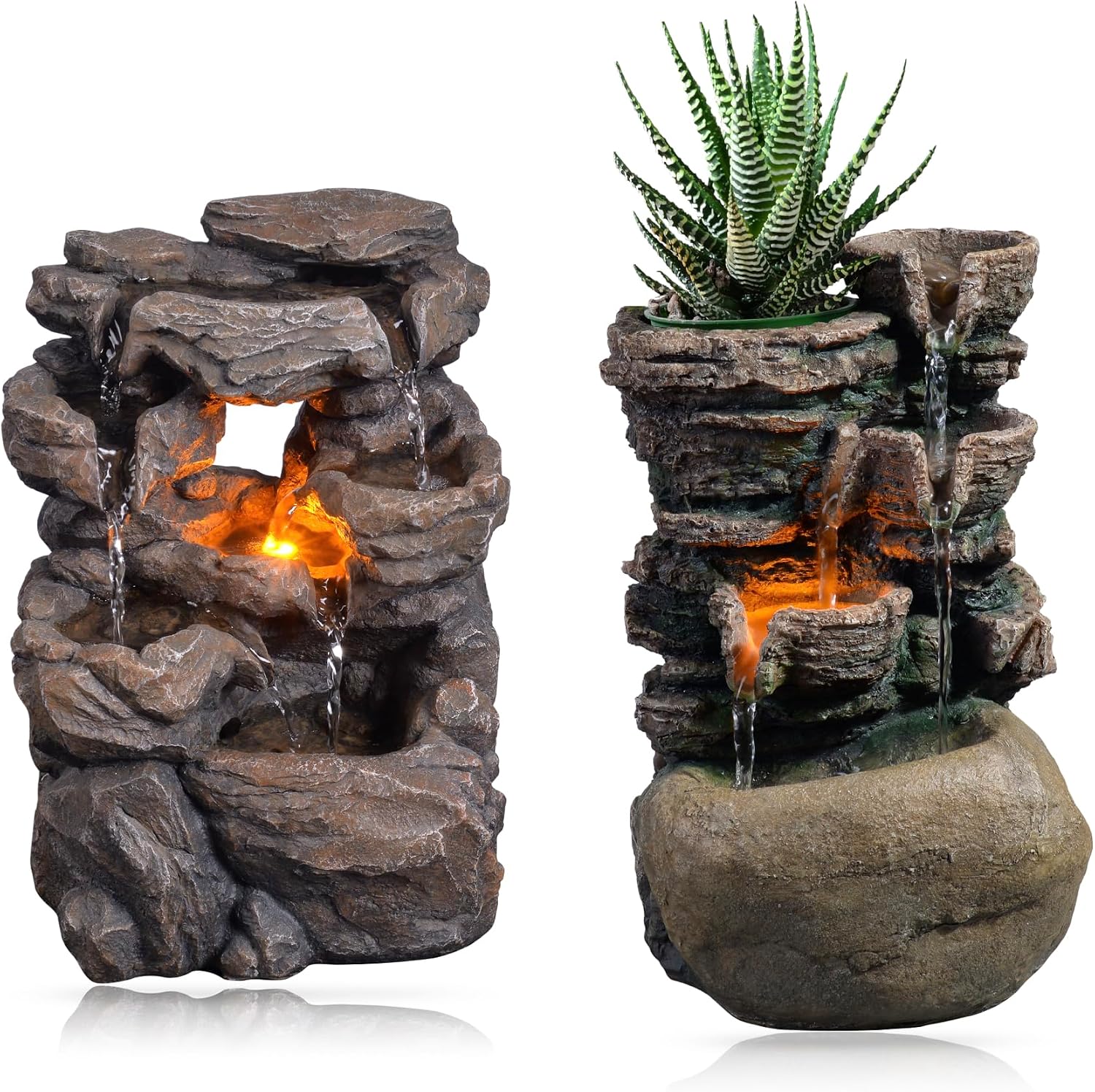 Amazon.com: Haobos Cascading Tabletop Water Fountains with LED Light ...