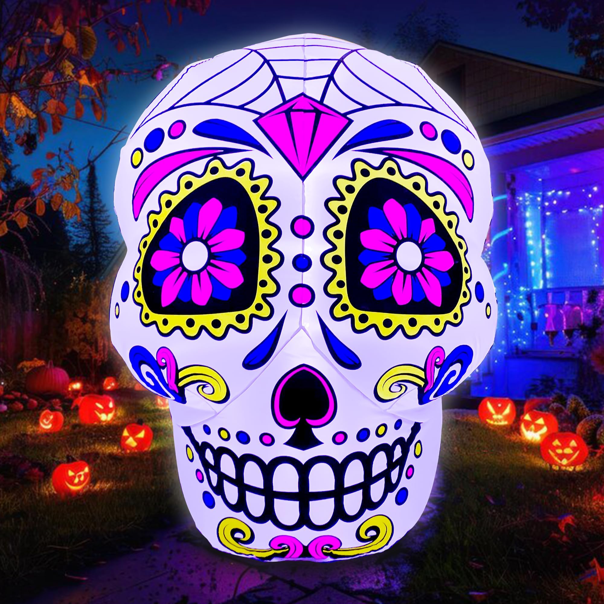 Amazon.com: TURNMEON 4 Ft Day of The Dead Inflatable Sugar Skull Broke ...
