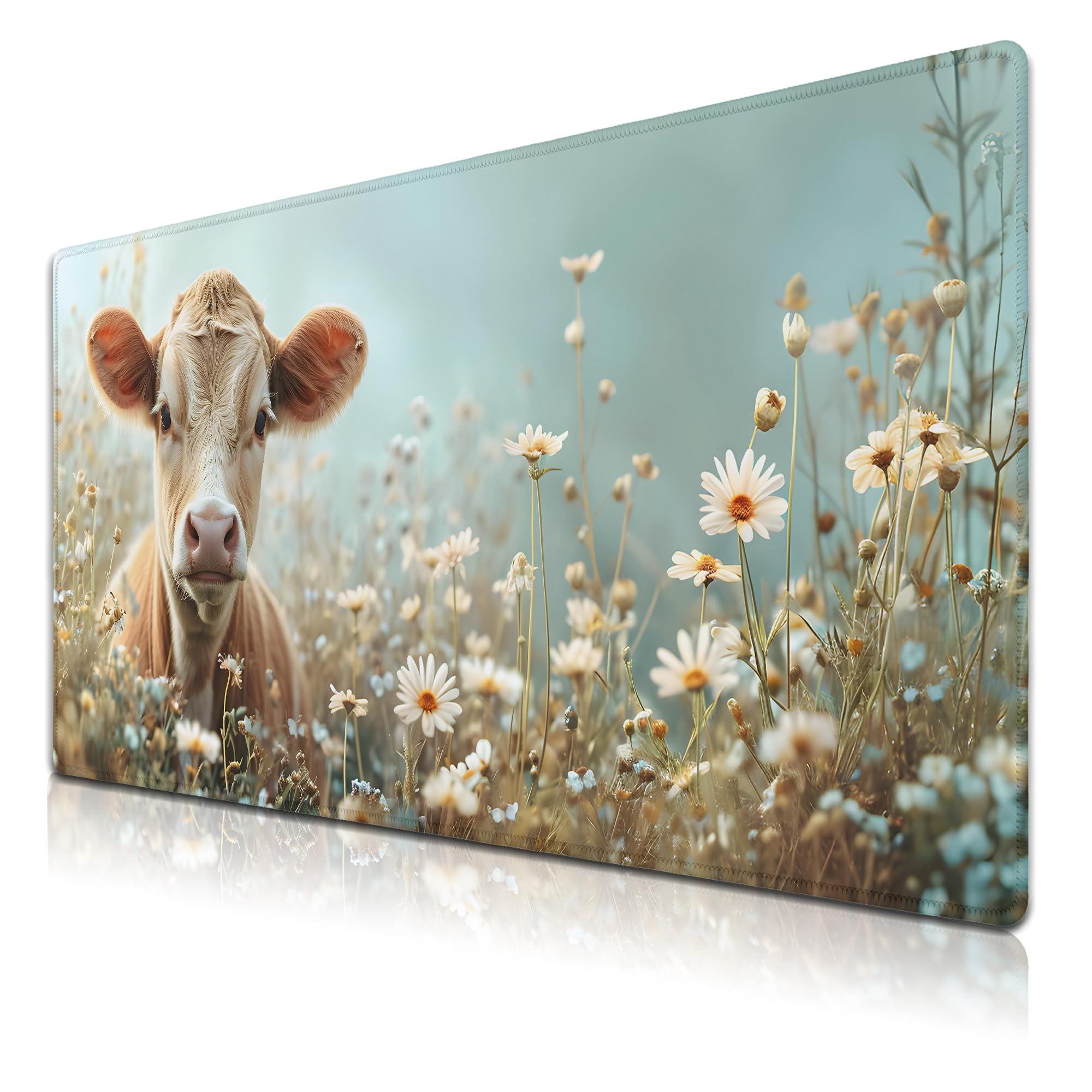 Amazon.com : Samgula Computer Desk Pad Cow Flower Garden, Desk Mouse ...