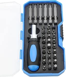 INDPROD 1/4" Ratcheting Screwdriver Set 34pcs - 34 In 1 Screwdriver Bit Set with Stretchable ...