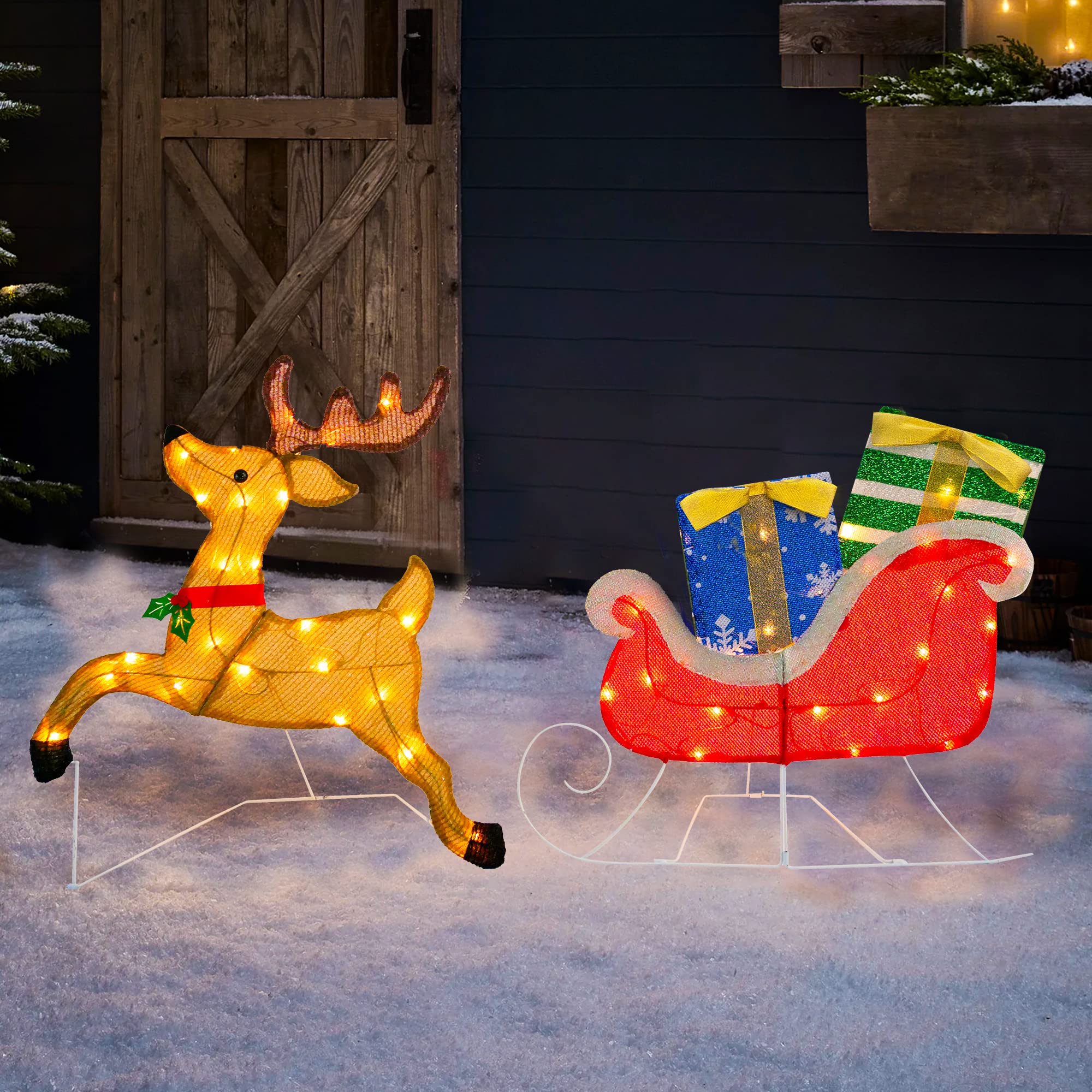 Snapklik.com : Hourleey Christmas Outdoor Decorations Yard, Pre-Lit ...