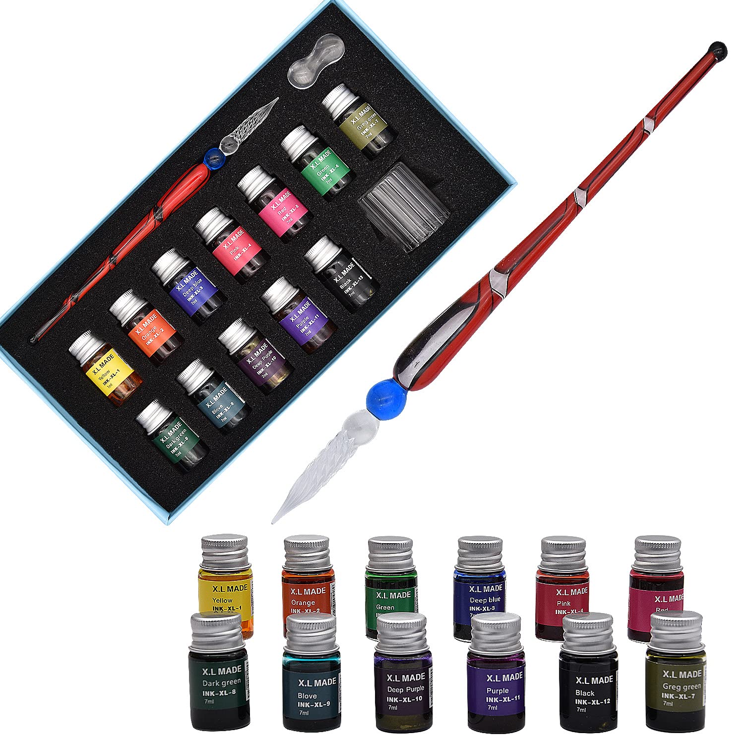 Dip Pen Glass Calligraphy Pen Set With 12 Color Inks - S For Art ...