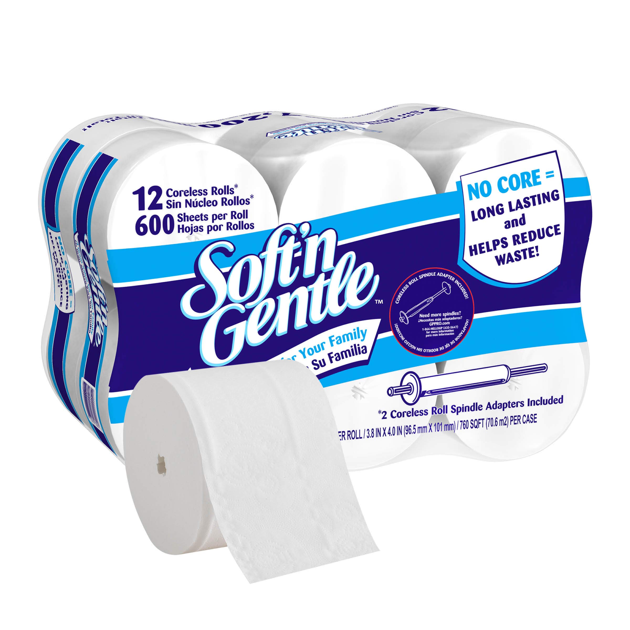 Buy Soft n Gentle Premium Coreless 2 Ply Toilet Paper 600 Sheets Per