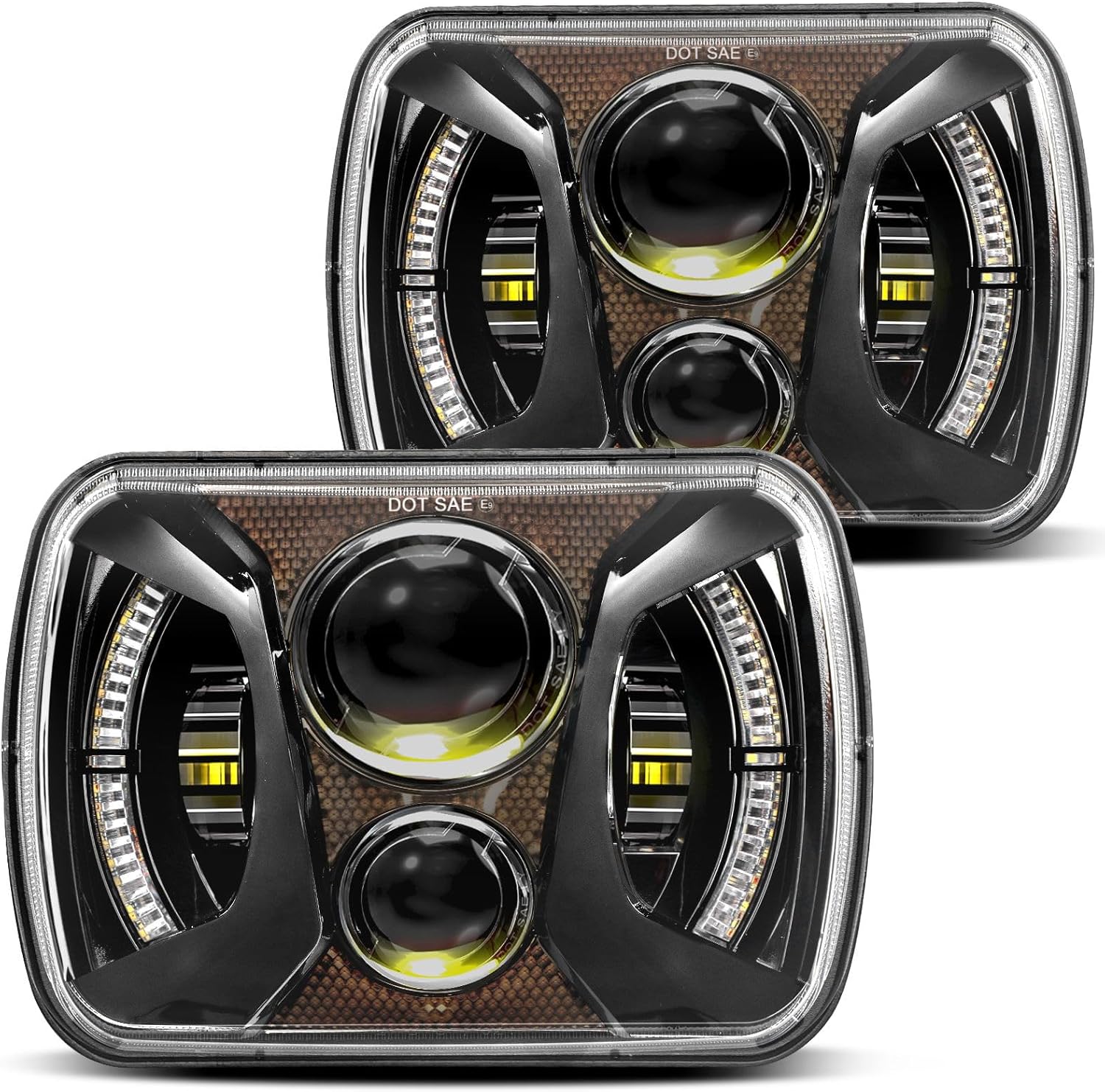 DOT Approved 7x6 5x7 Inch Square LED Headlights High Low Beam with DRL ...