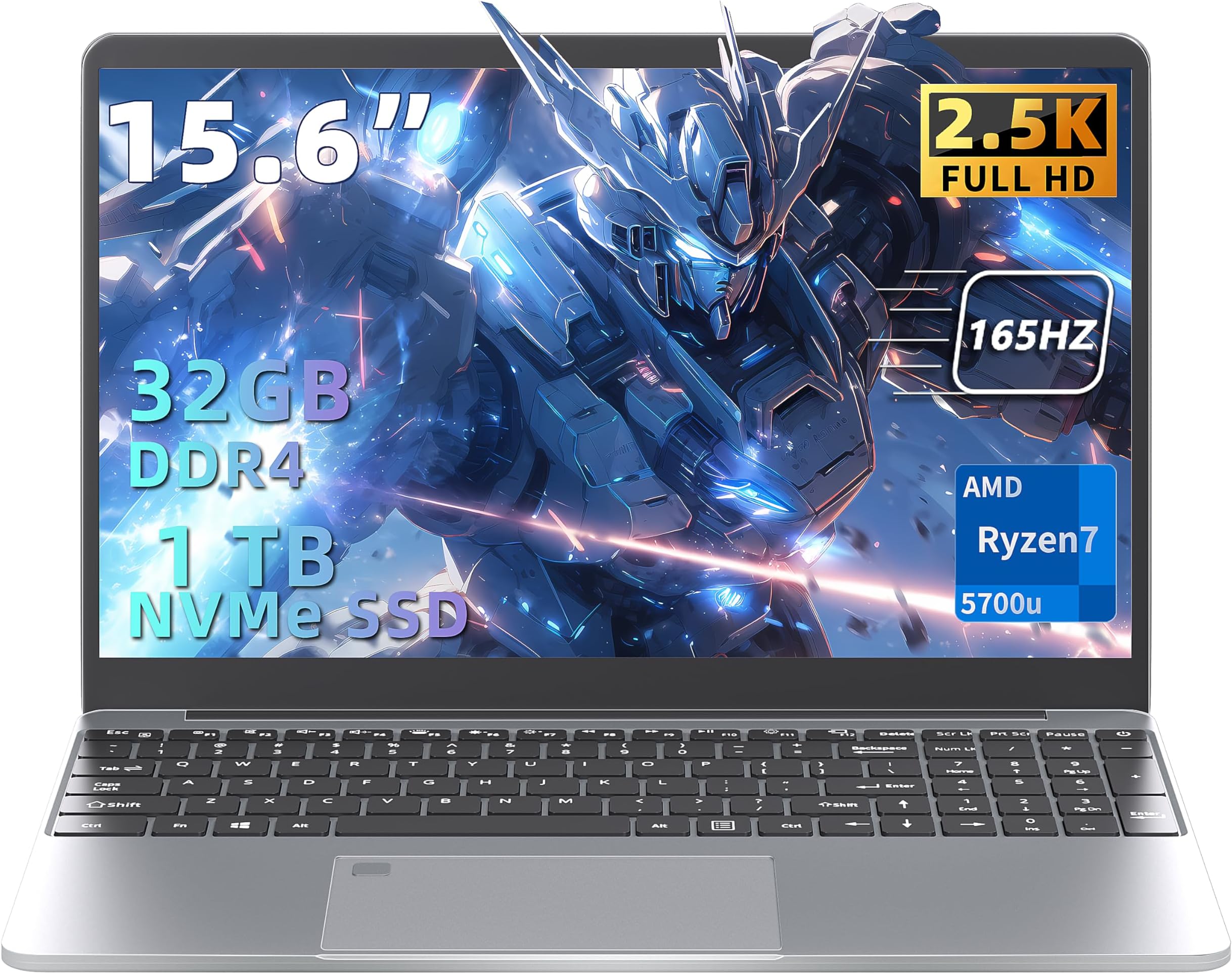 Amita 15.6 inch Laptop, 2.5K FHD Display(165Hz,2560 * 1440)，AMD R7 ...