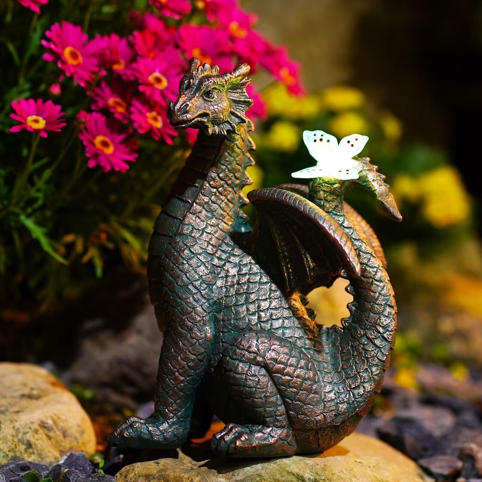 Amazon.com : Dragon with Solar Light Statue Solar Dragon Lantern ...