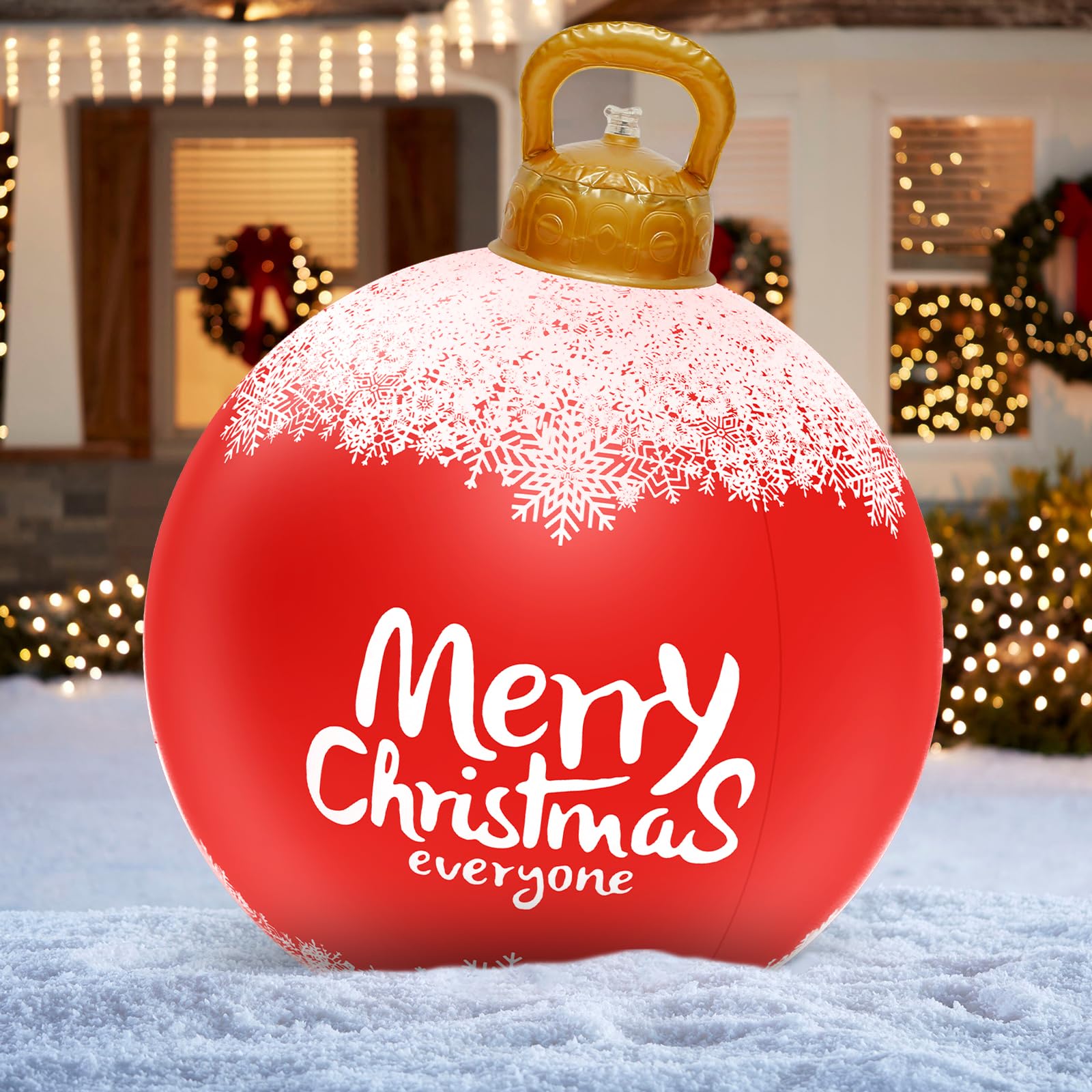 Inflatable Christmas Ball, 23 Inch Giant Christmas Decorated Balls, PVC ...