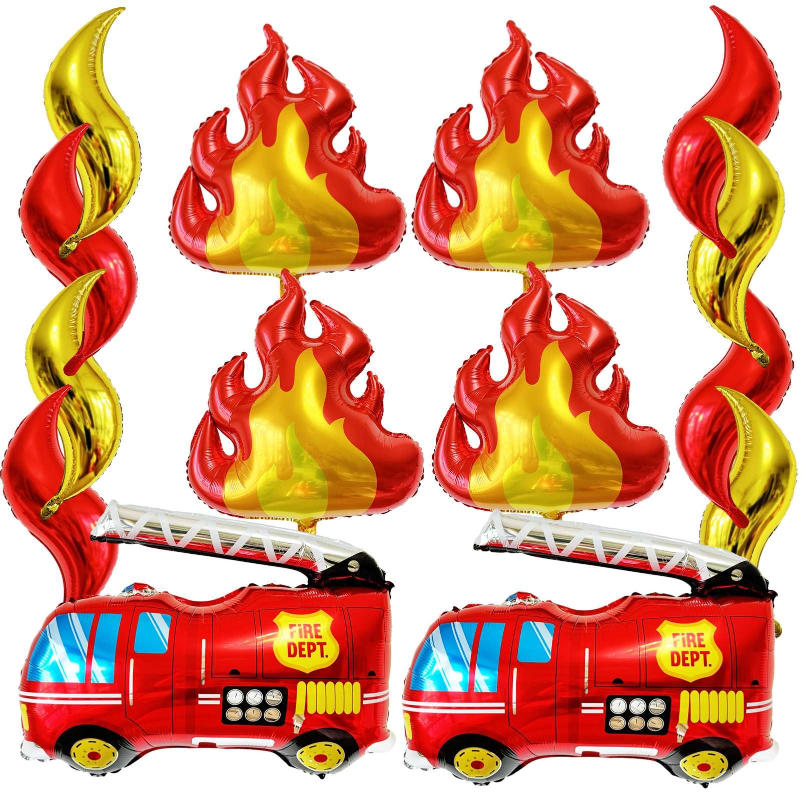 Amazon.com: 14 Pcs Fire Balloons Flame Balloons Fire Truck Balloons Set ...