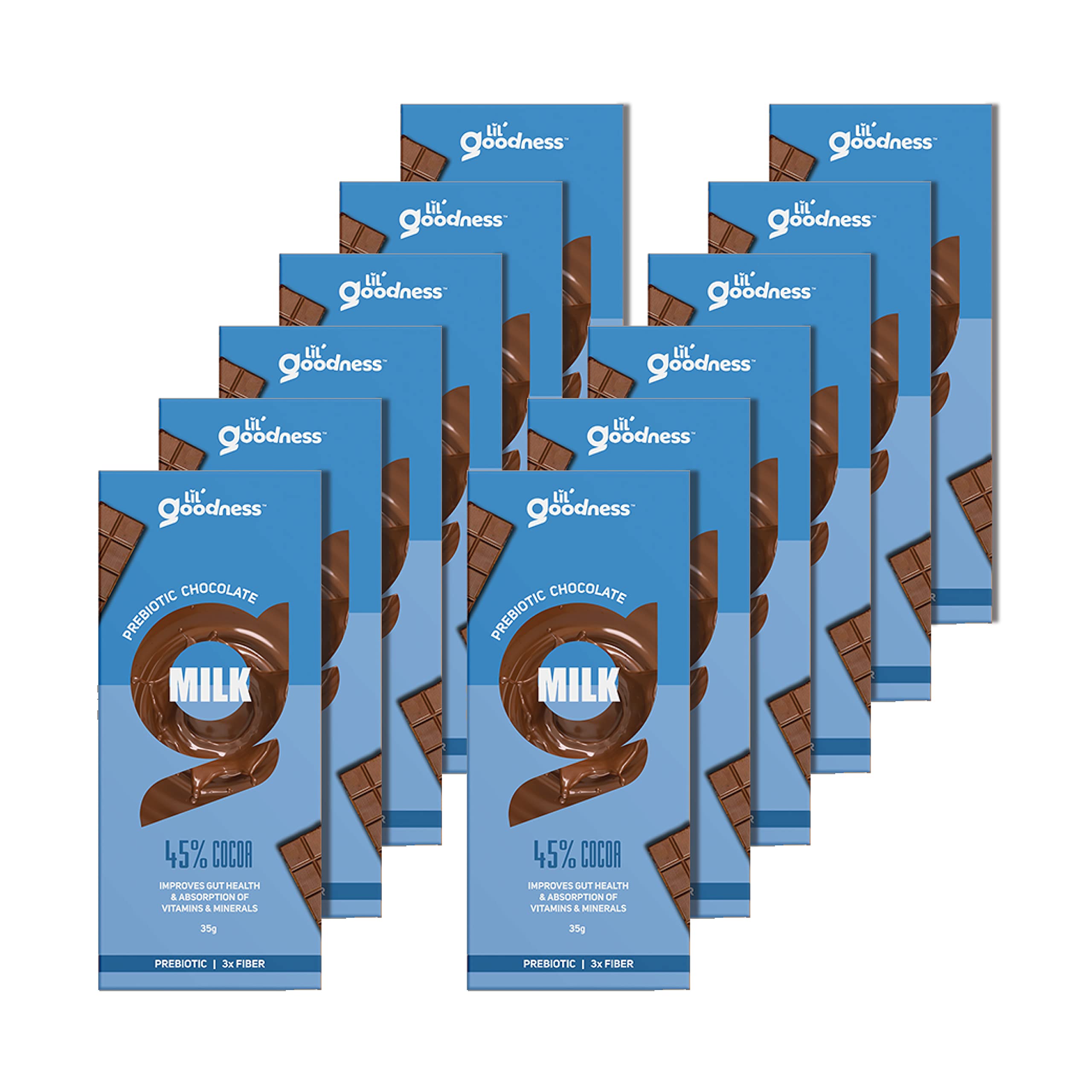 Buy Lil'Goodness Premium Prebiotic Chocolate - 13g (Pack of 12) | Milk ...