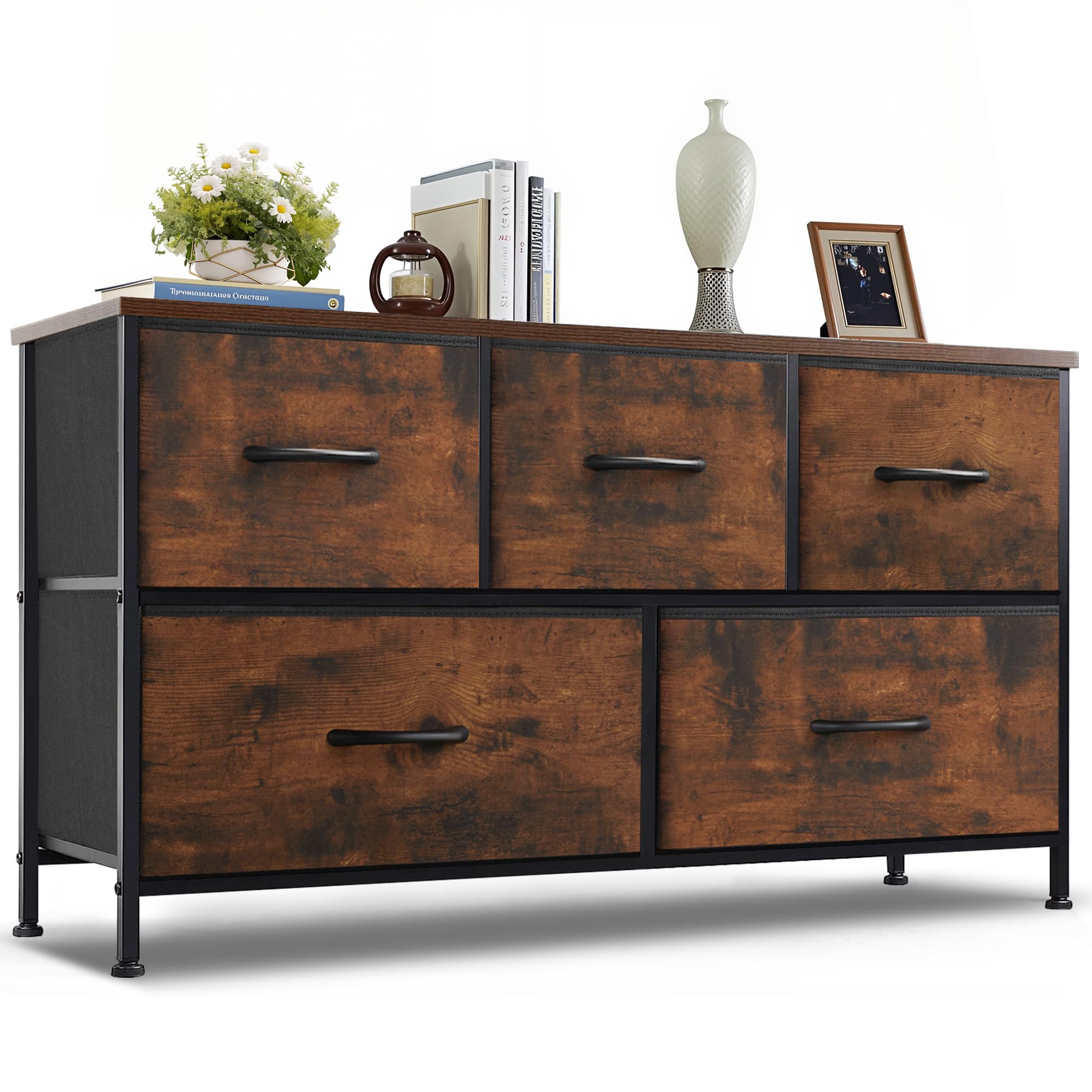 Snapklik.com : Dresser For Bedroom 5-Drawer, Anti-Tip Wide Fabric ...