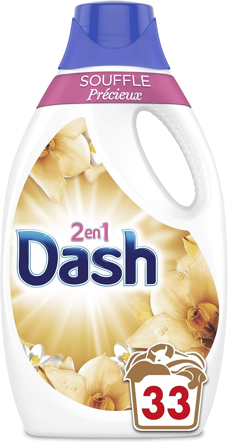 Dash 2en1 Lessive Liquide, Collection Souffle precieux, 33 Lavages ...