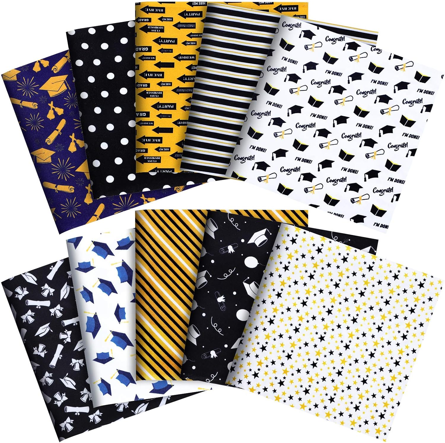 Amazon.com: Moukeren 10 Pieces Graduation Cap Fat Quarter Fabric ...