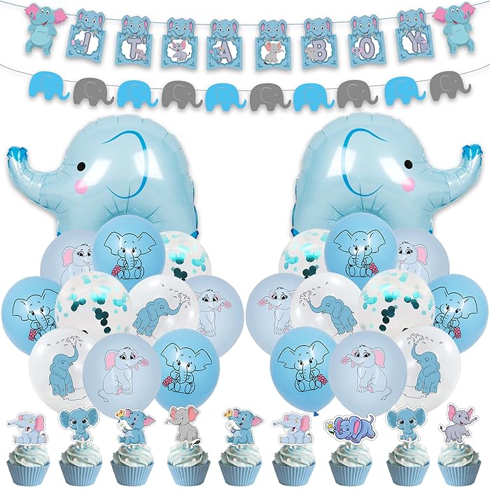 Buy Blue Elephant Baby Shower Decorations, Blue Elephant Baby Shower ...