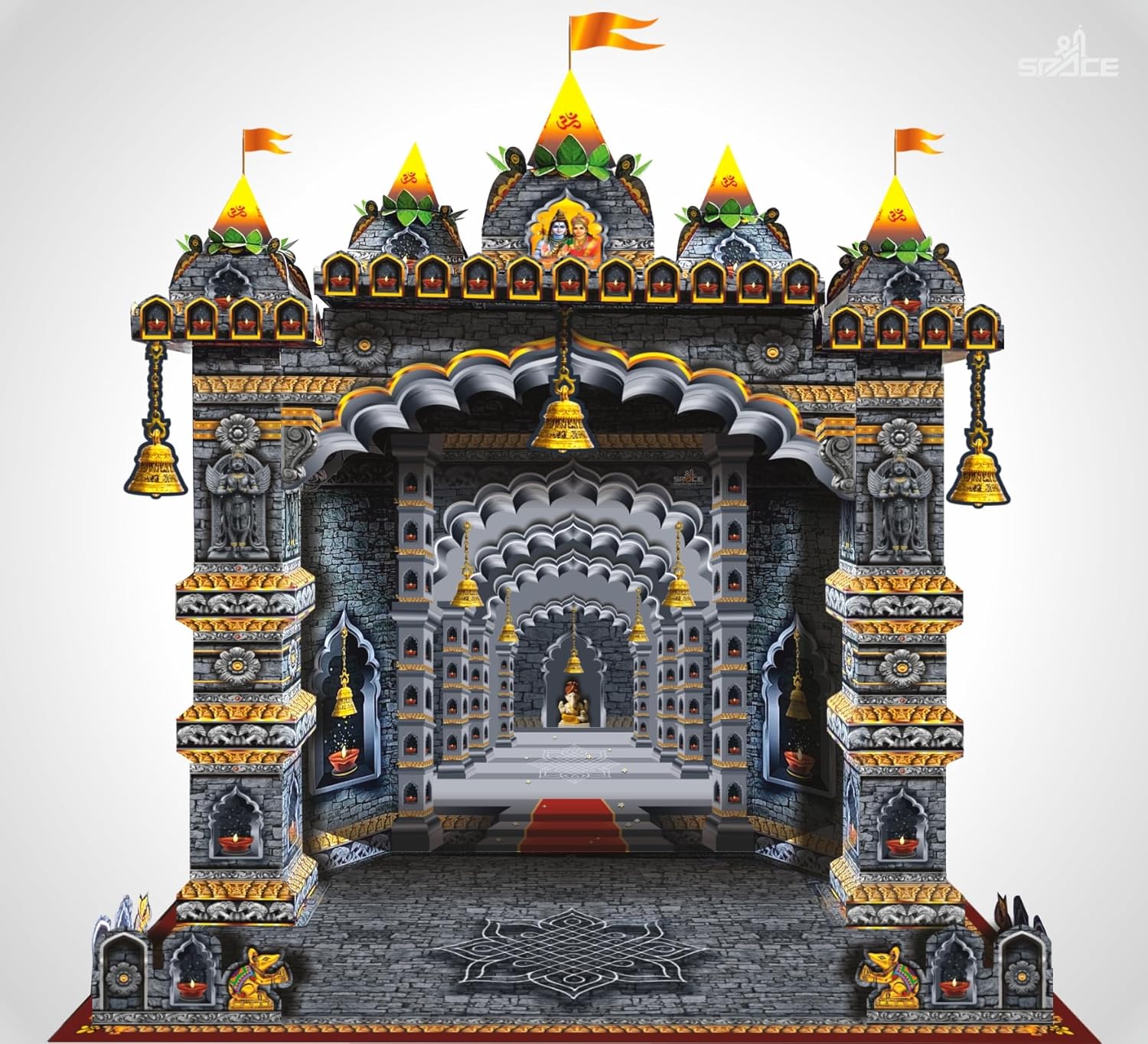 Shree SPACE SM1 Stone Mandir Makhar 3D Paper Makhar Paper Decoration ...