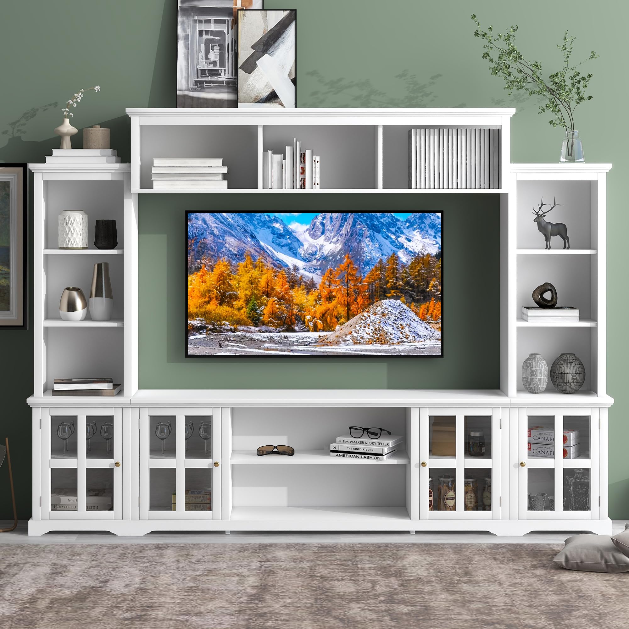 Amazon.com: LostCat TV Stand with Tempered Glass Door, Minimalism Style ...