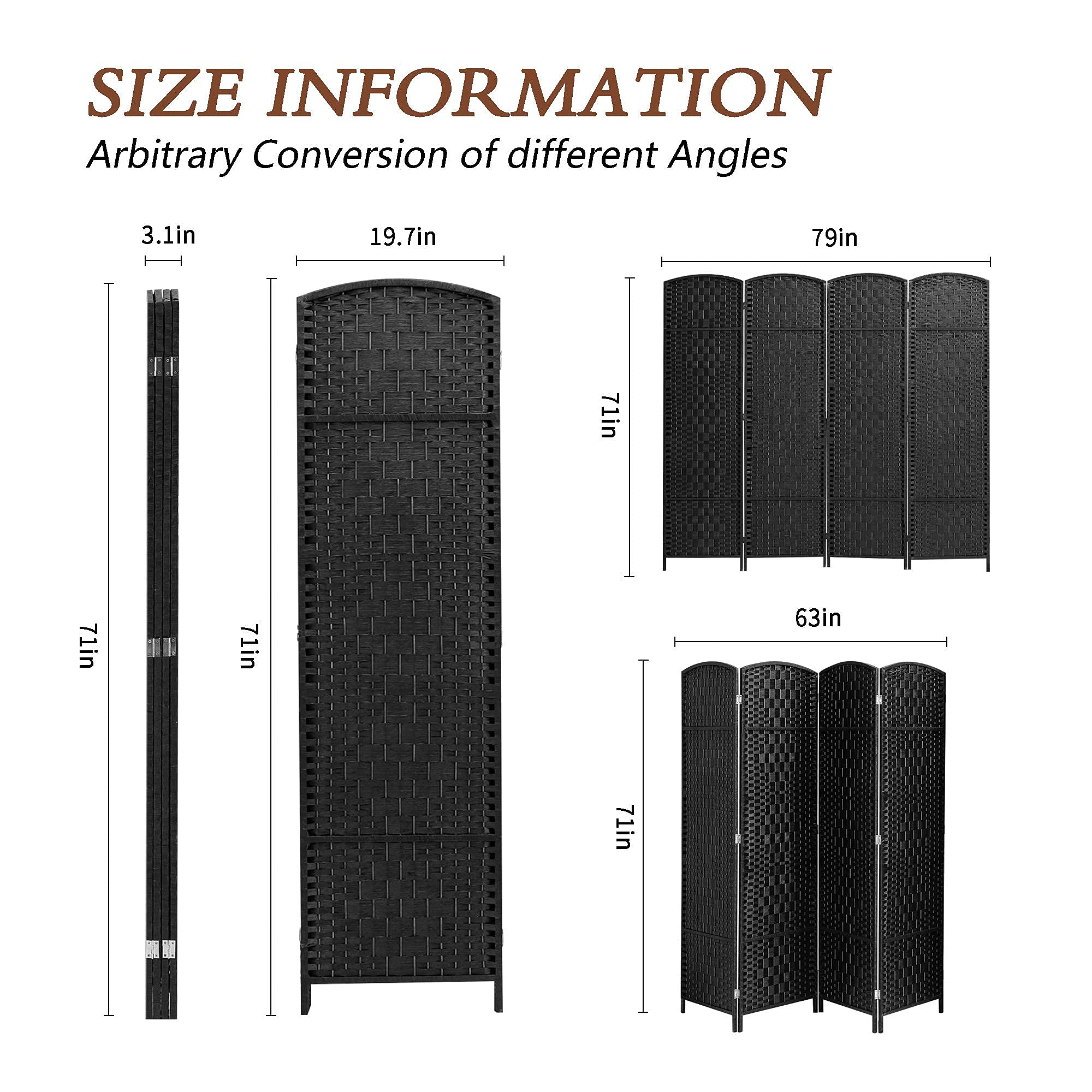 Snapklik.com : SIMFLAG Folding Screen Room Divider 4 Panel, 6Ft 19.7 ...