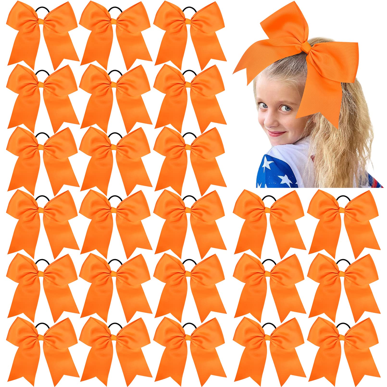 Amazon.com : 24 PCS 8" Large Cheer Bows Orange Girl Hair Bows ...