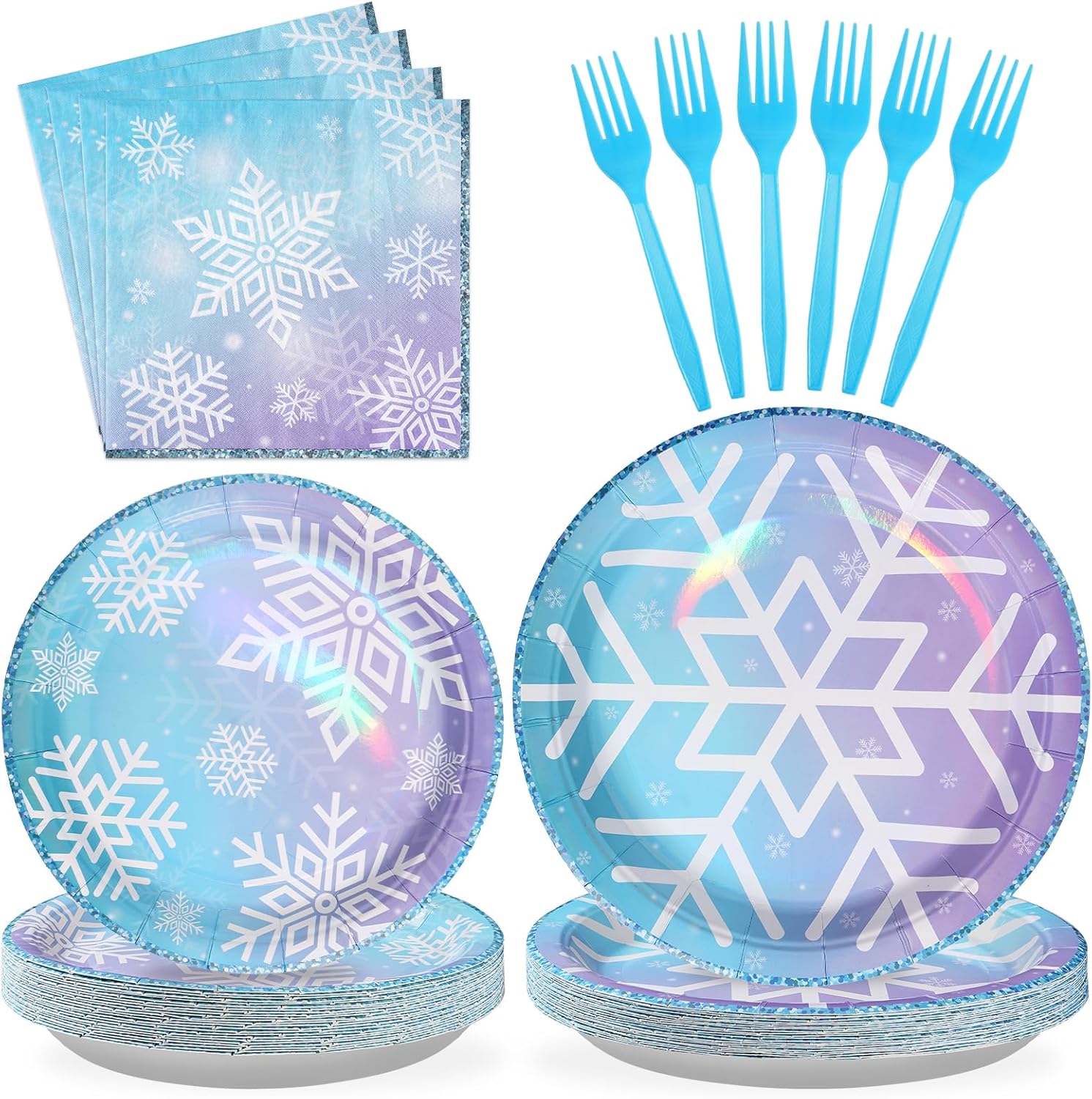Amazon.com: Grencian 96PCS Snowflake Party Decorations Blue Frozen ...