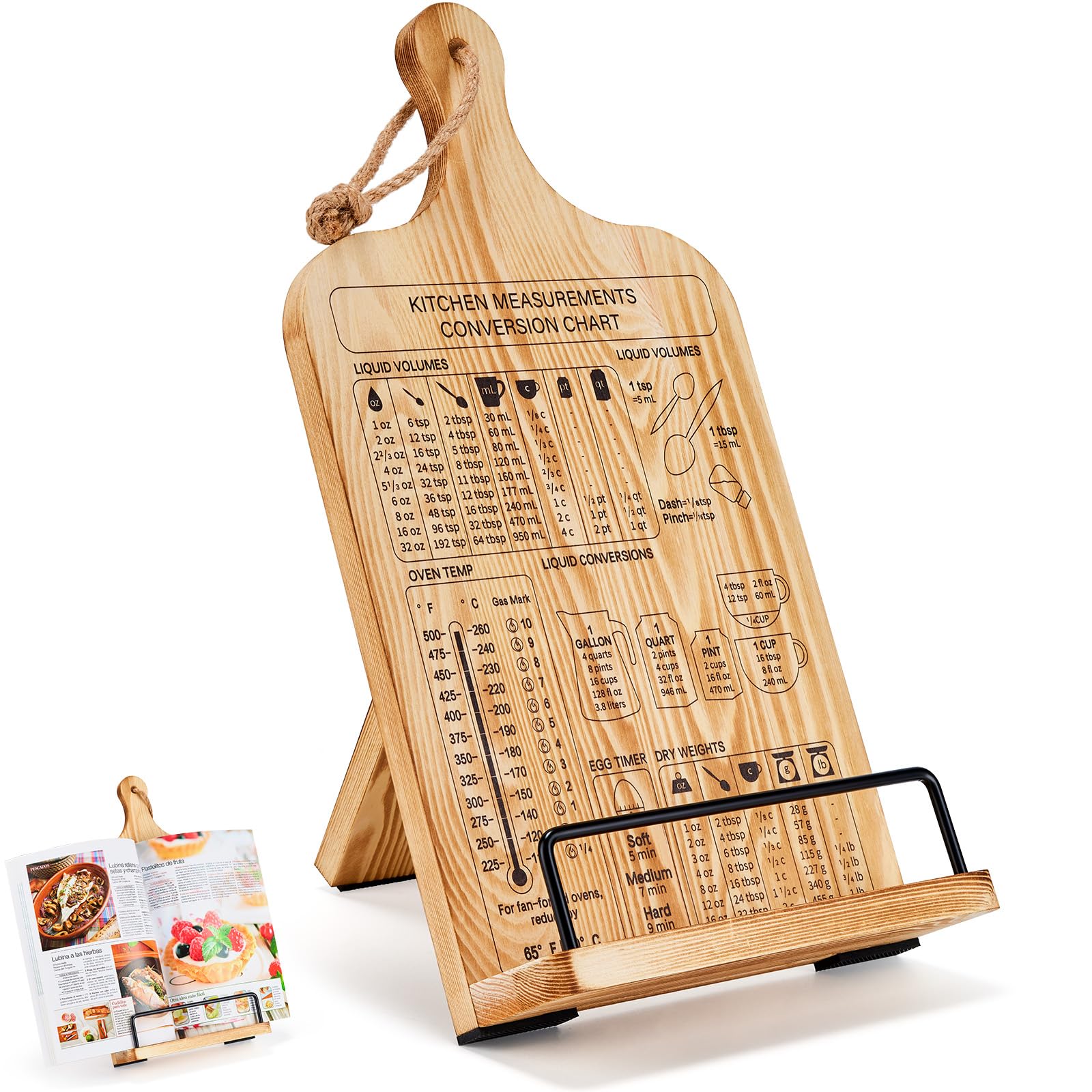 Book Stand Holder, Wooden Recipe Book Stand, Cookbook Stand for Kitchen ...