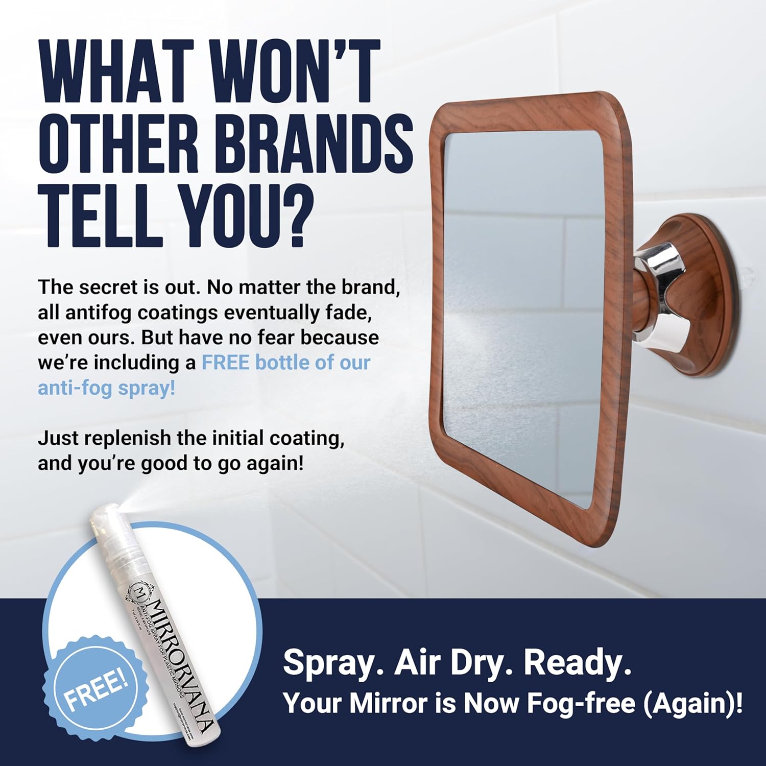 Mirrorvana Párásodásmentes Borotválkozó Tükör - 360° Forgath