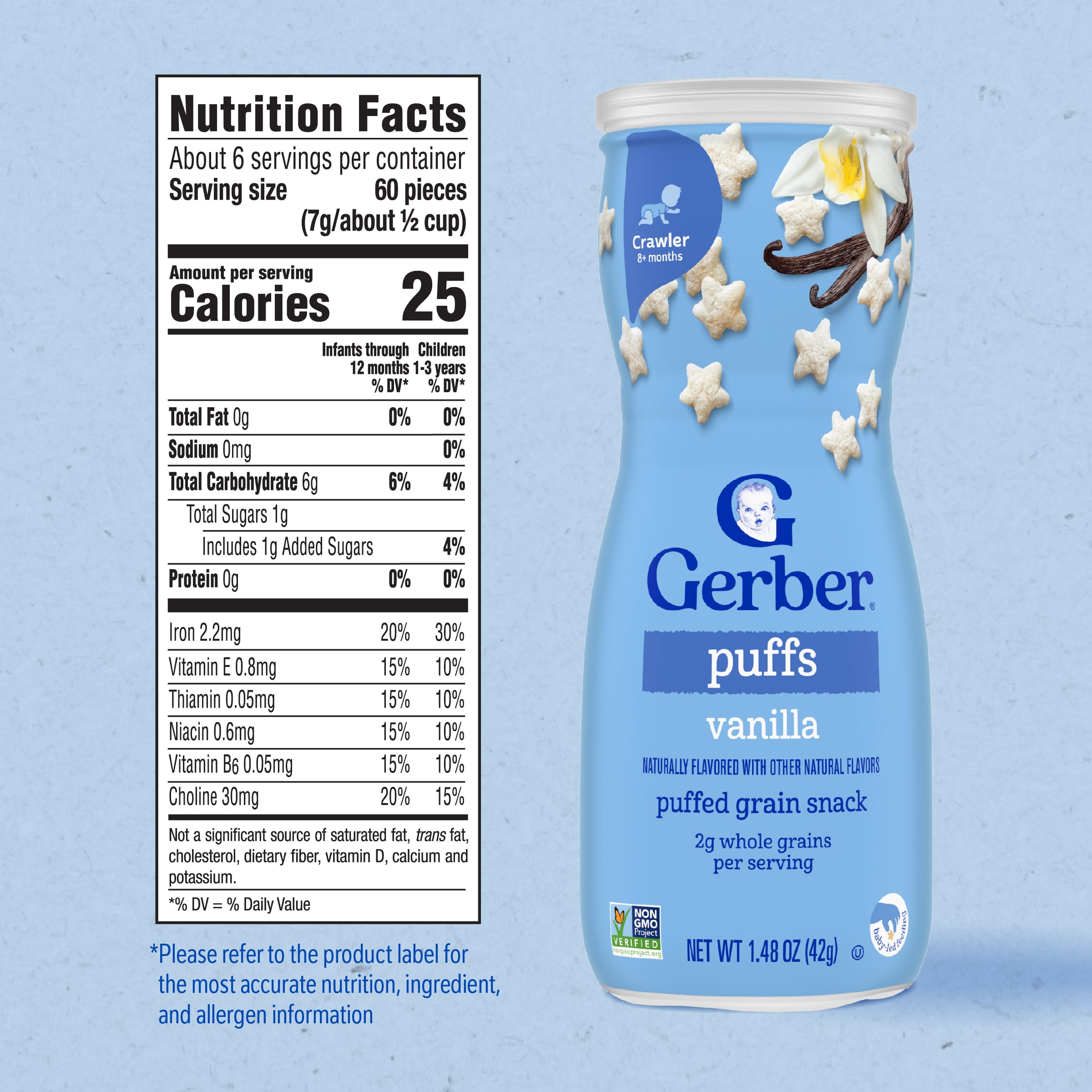 Snapklik.com : Gerber Baby Snacks Puffs, Vanilla, 1.48 Ounce
