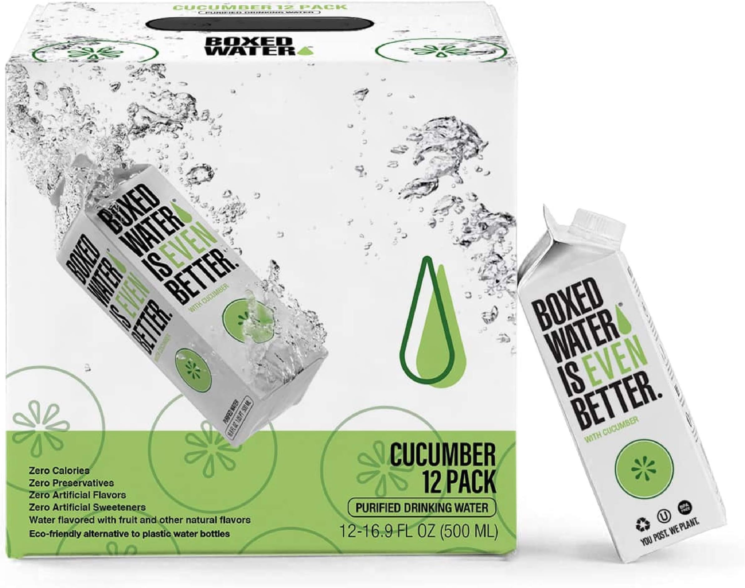 Amazon.com: Boxed Water 16.9 oz. (12 Pack) Cucumber Flavored Water ...