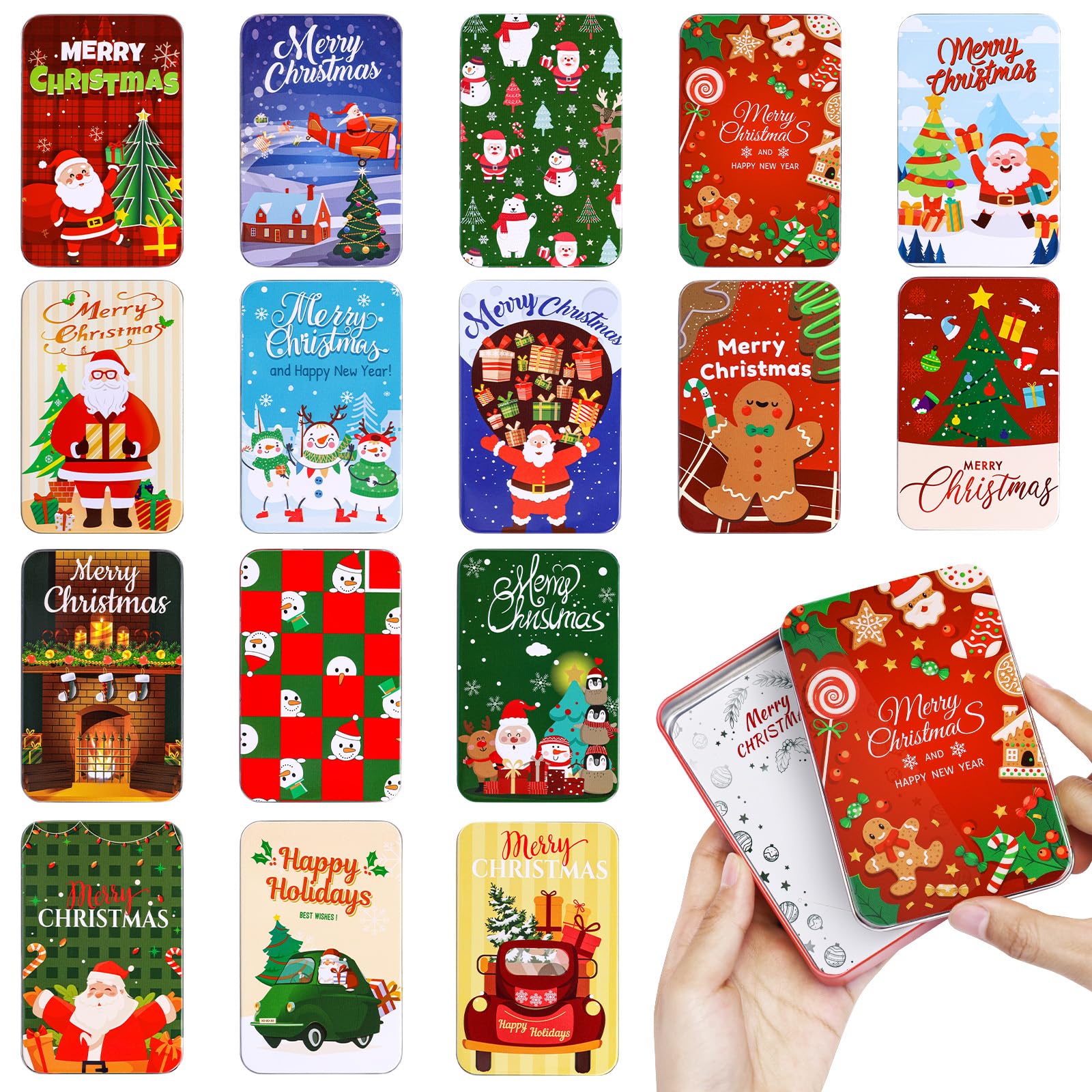Amazon.com: Thuodo 16 PCS Christmas Gift Card Tin Holder Boxes with ...