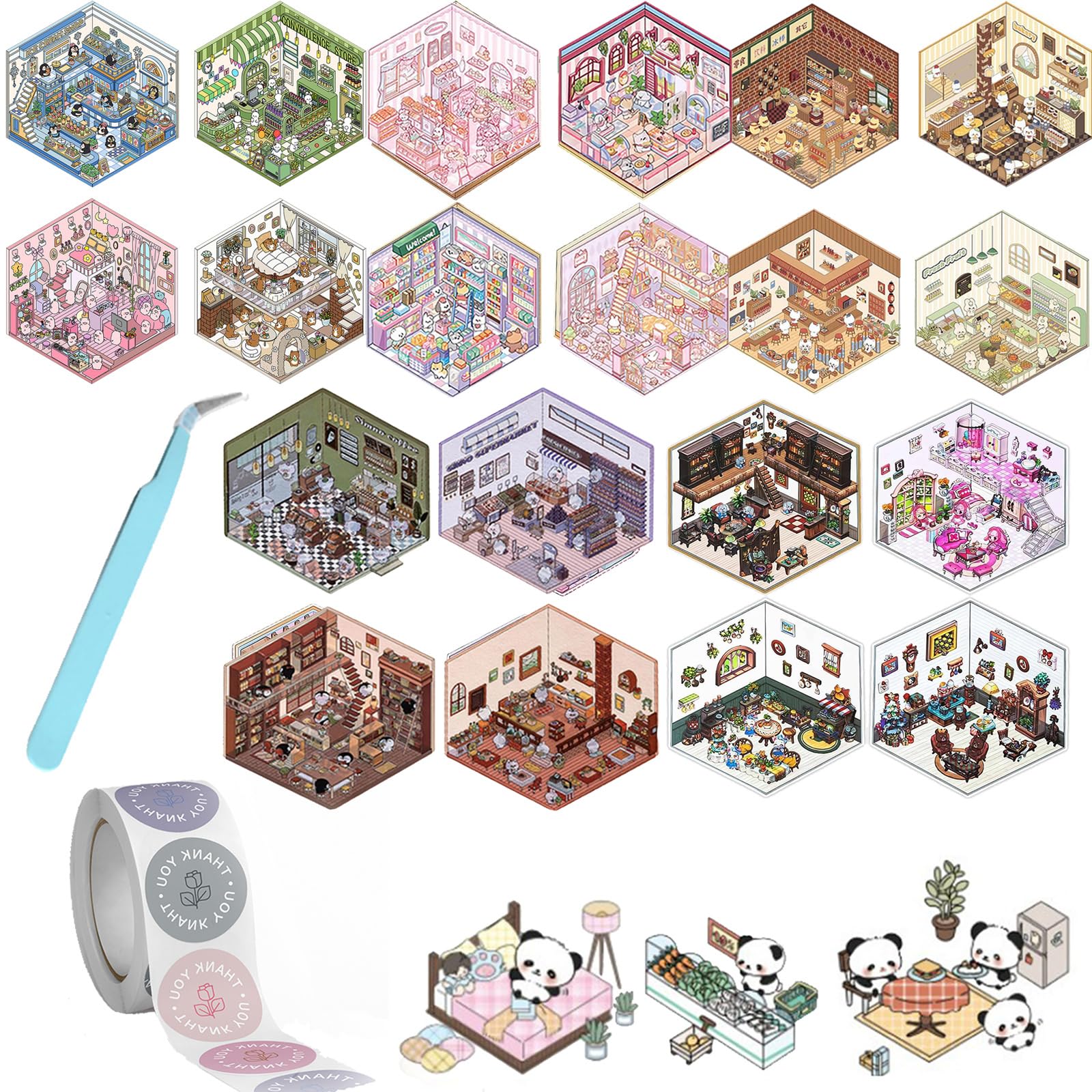 Amazon.com: 3D Stickers - 2024 DIY 3D House Stickers Set, 3D Miniature ...