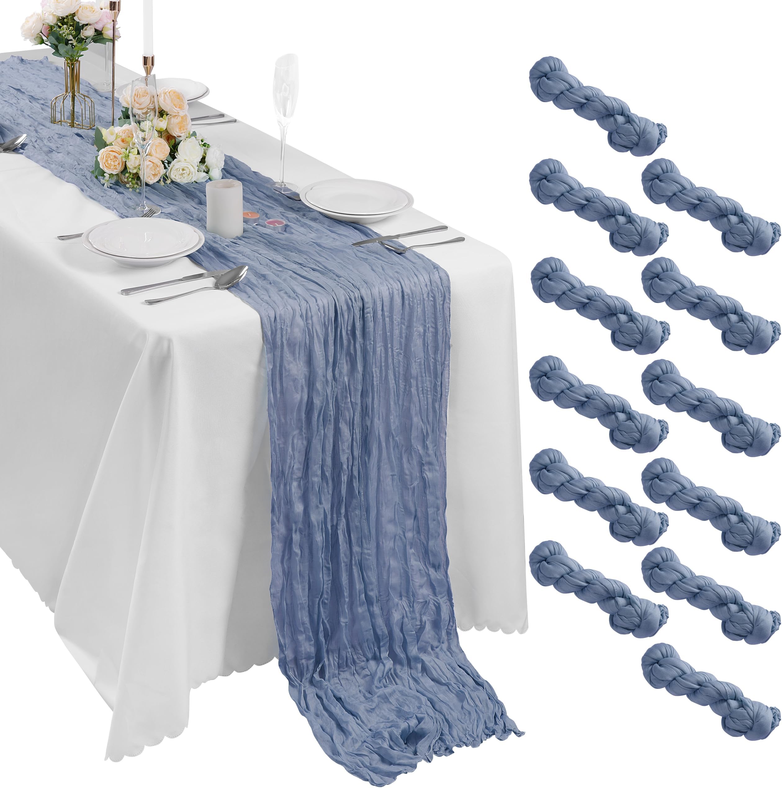 Amazon.com: 12 Pack Cheesecloth Table Runner 10ft Boho Rustic Gauze ...