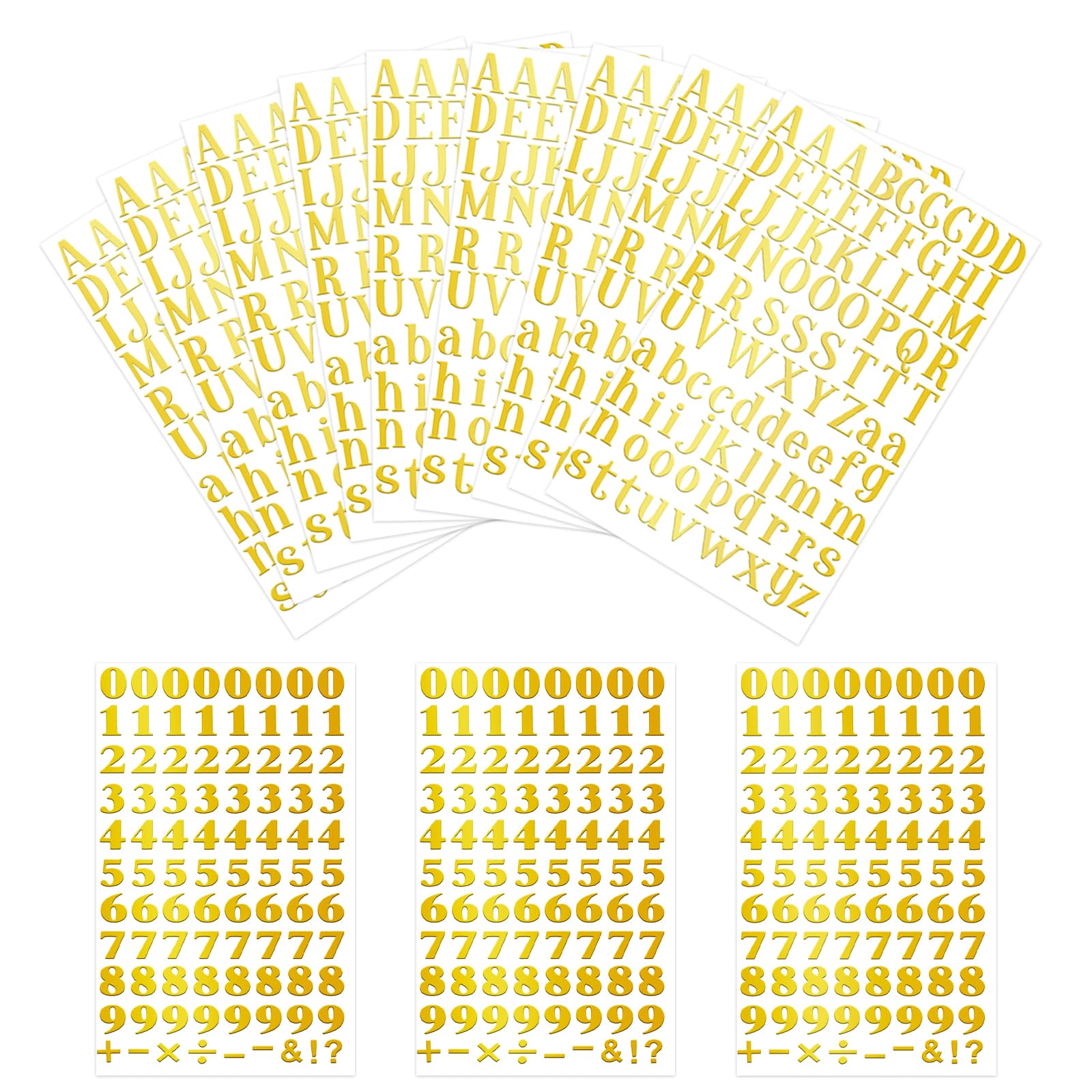 Thinp 12 Sheets Gold Letter Stickers,Vinyl Alphabet and Number Stickers ...