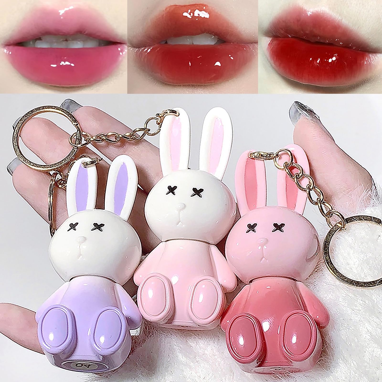 Amazon.com : 3 Colors Rabbit Lip Glaze Jelly Lipstick, Cute Lipstick ...