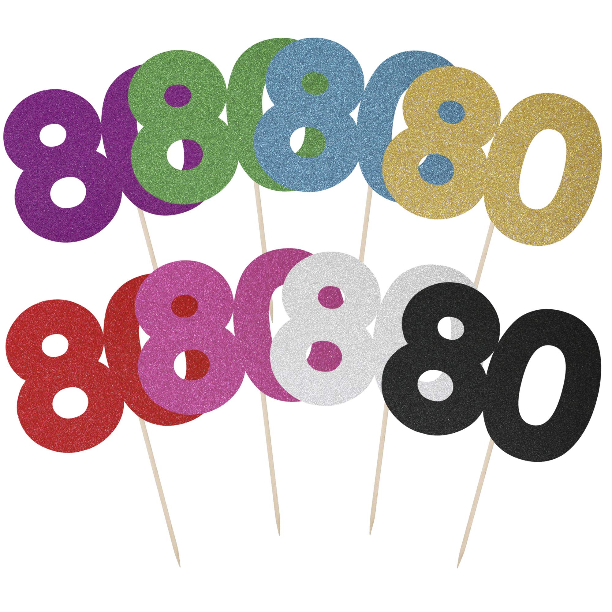 Large Number 80 Glitter Cake Topper (Black Glitter) : Amazon.co.uk ...