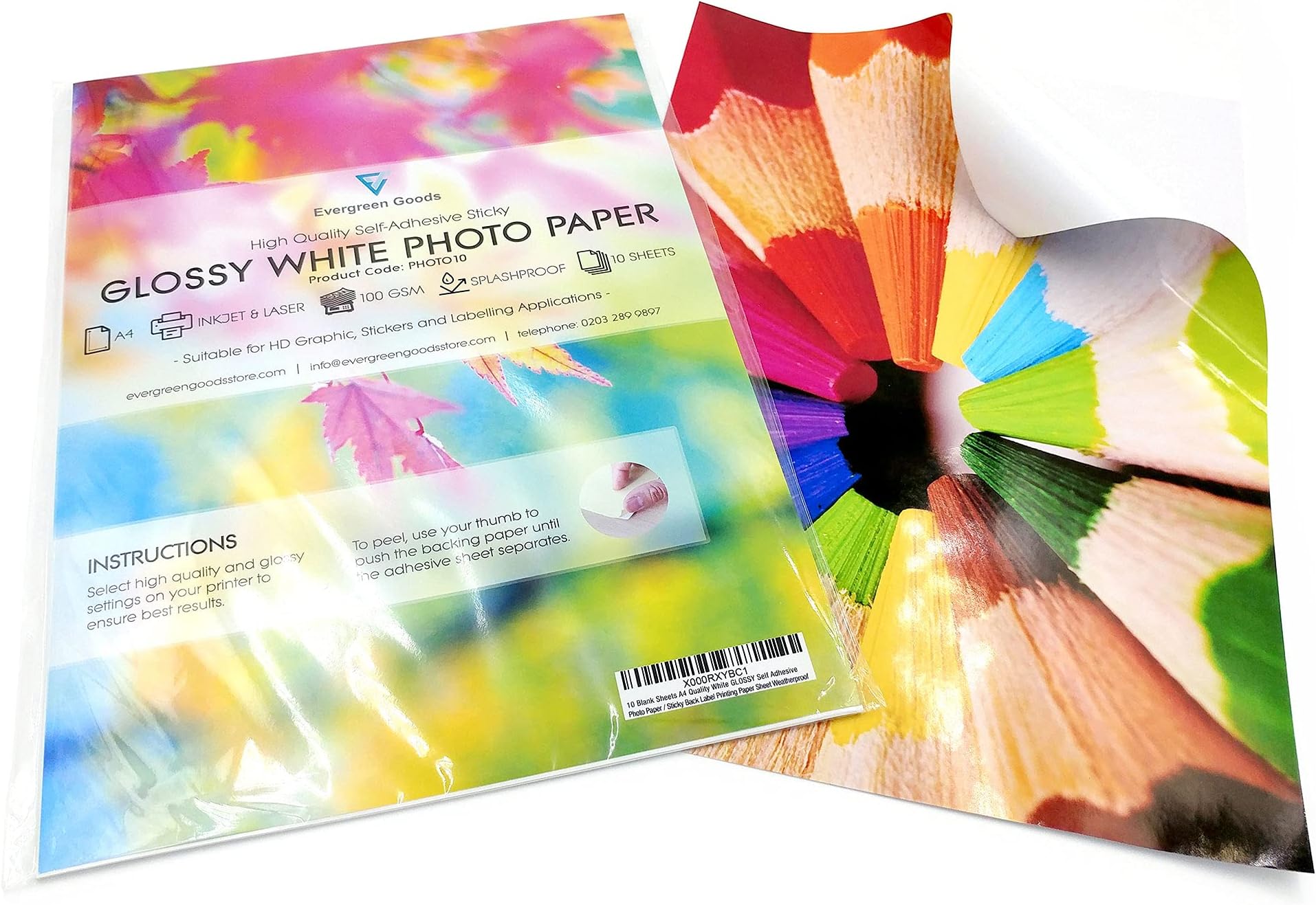 KOALA Inkjet Self Adhesive/Sticky Back White Glossy Photo Paper, Label ...