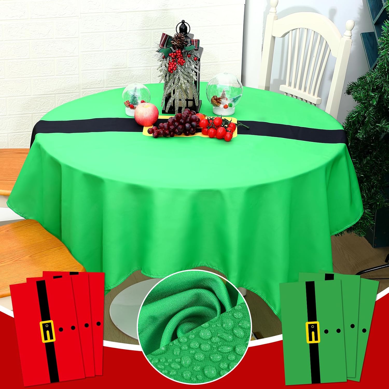 Amazon.com: Tatuo 6 Pcs Christmas Polyester Tablecloth Bulk Waterproof ...