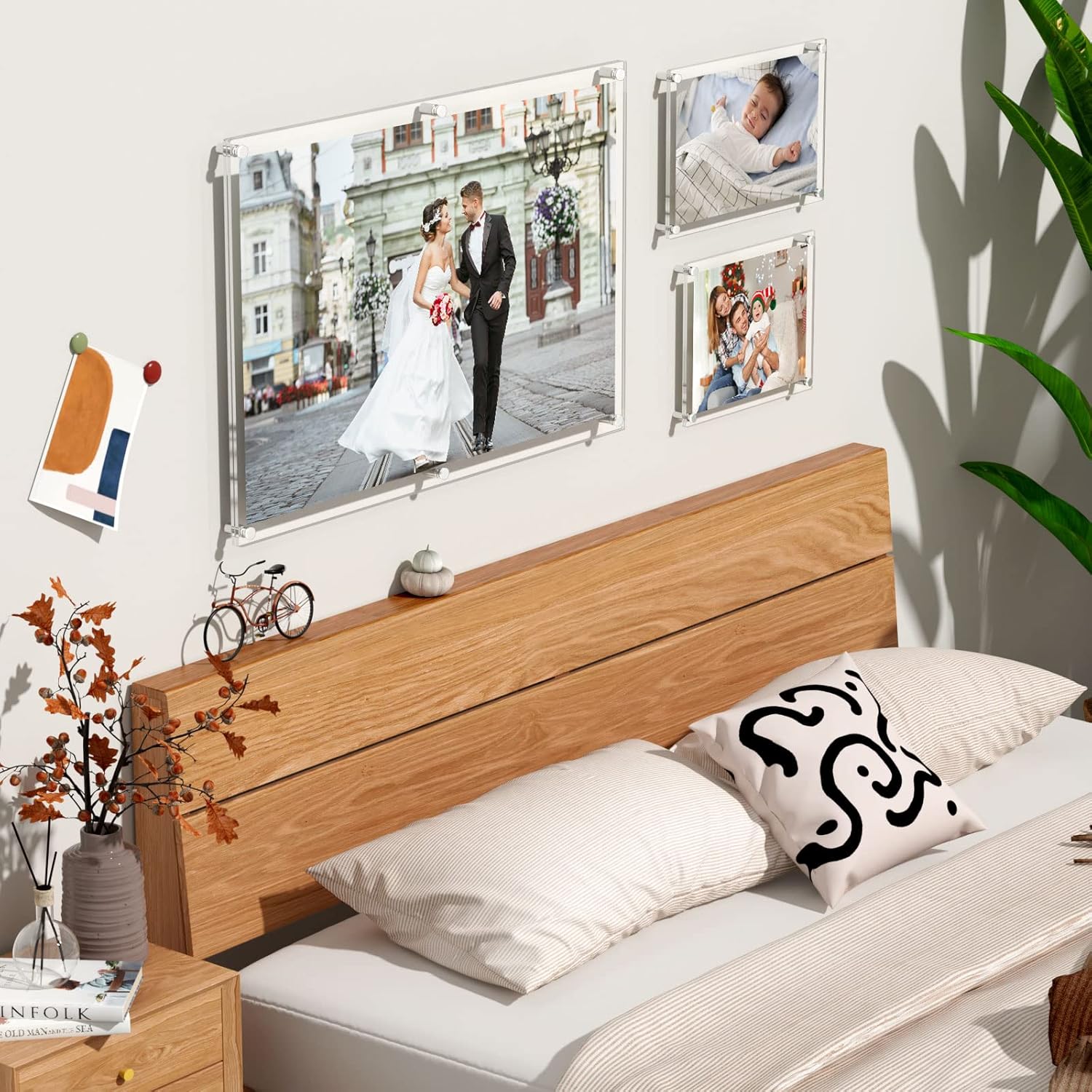 NIUBEE Clear Acrylic Wall Mount Picture Frame Floating Frames for ...