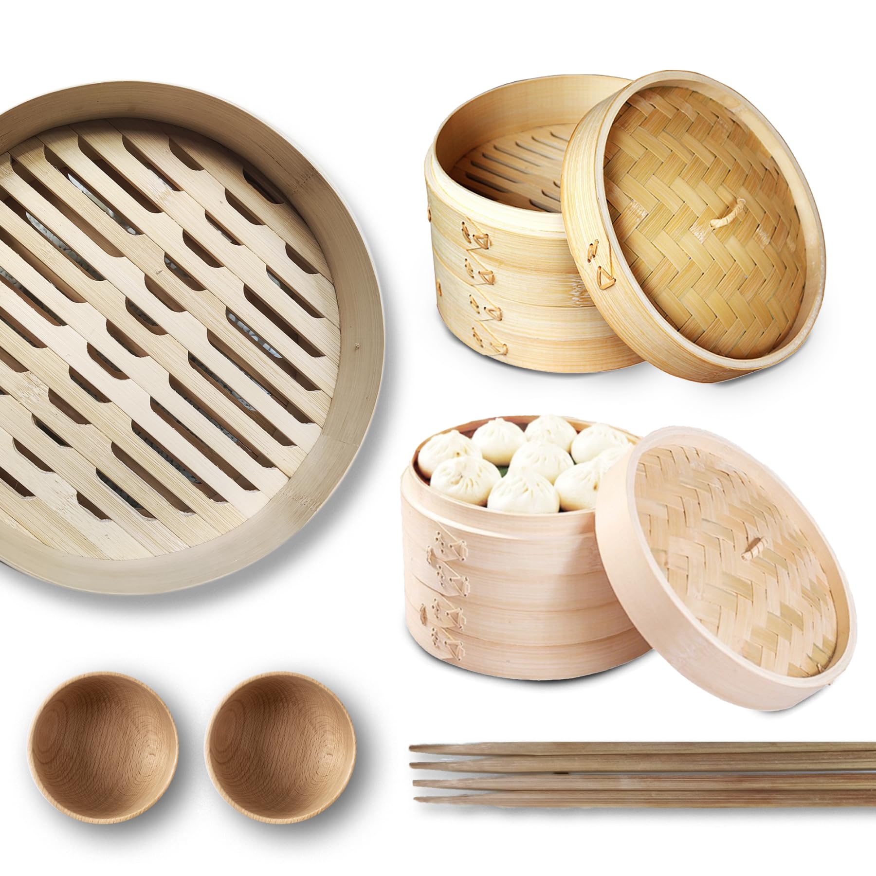Amazon.com: Grown Goods Bamboo Steamer Handmade Basket with Lid | 10 ...