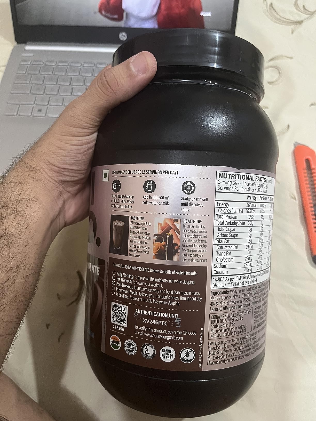 BUILD. 100% Whey Isolate Belgium Chocolate Flavor (1 Kg) | 25 Gms Whey ...