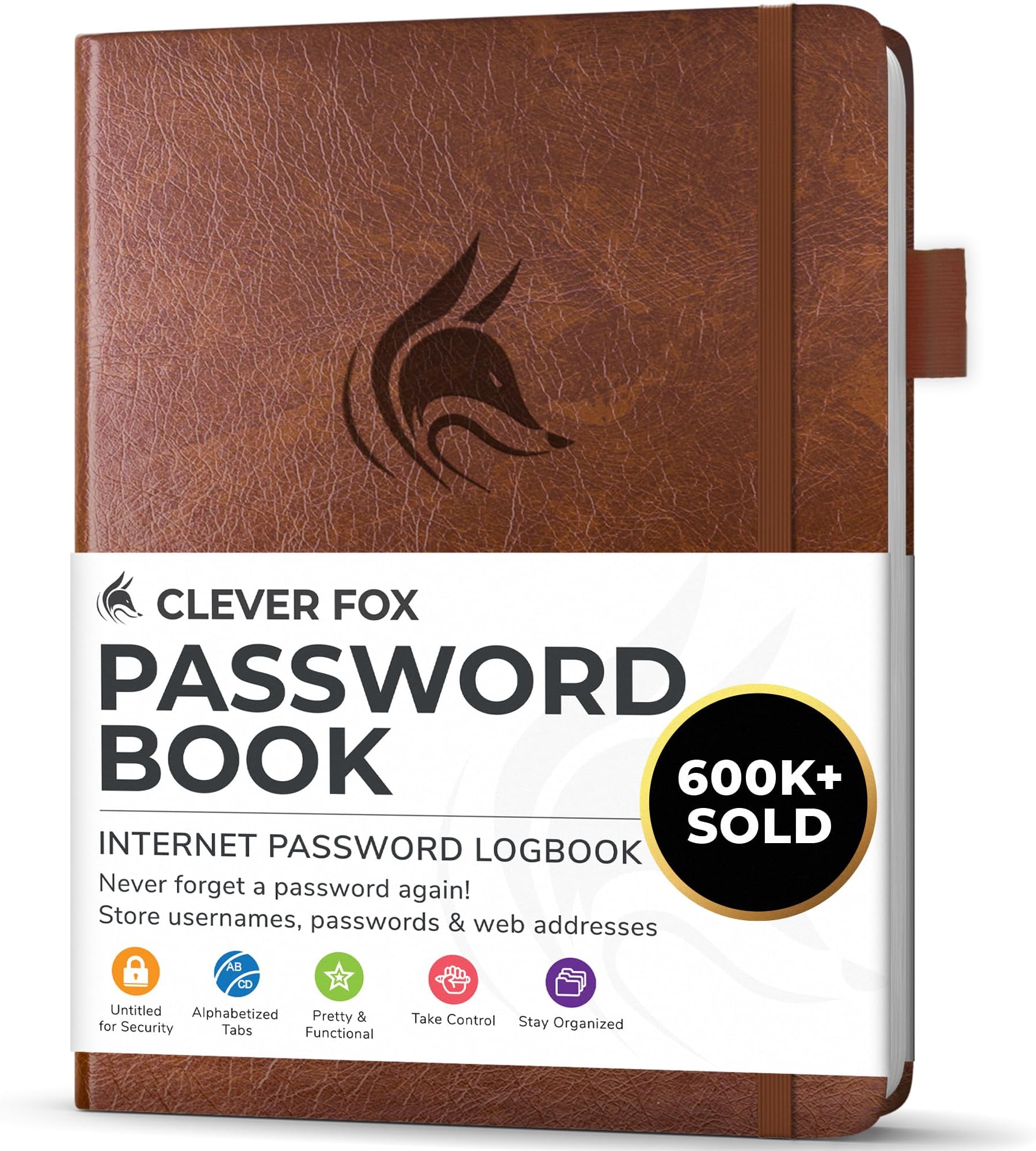 Amazon.com : Clever Fox Password Book with alphabetical tabs. Internet ...