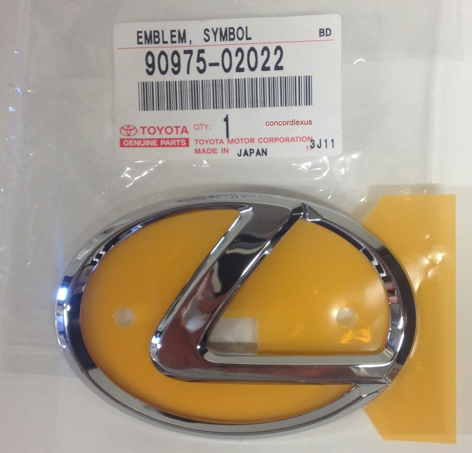 Toyota Genuine Parts 90975-02022 "L" Lexus Rear Trunk Emblem, Emblems ...