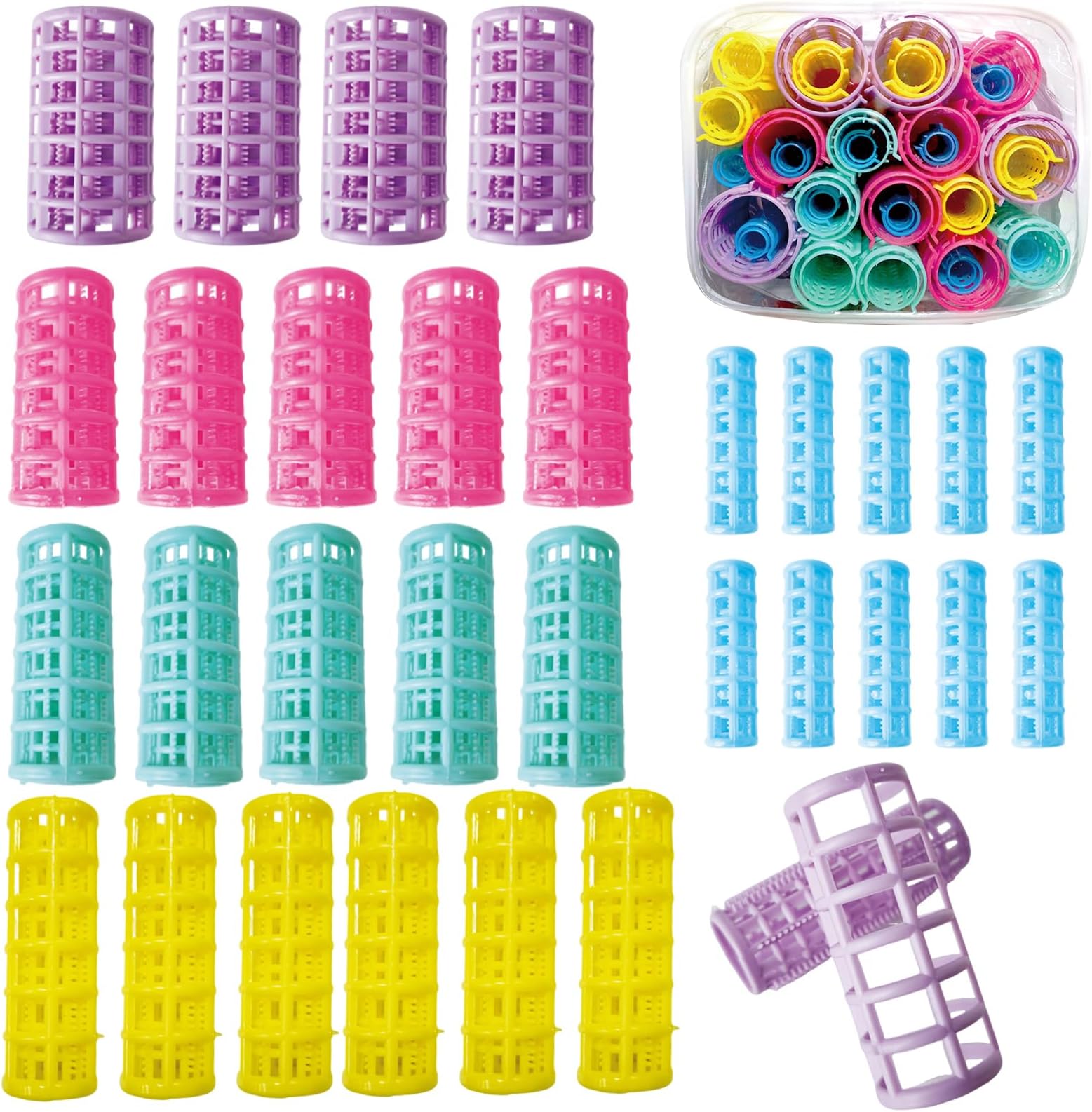 Amazon.com : Ulifebetter 30Pcs Plastic Hair Curlers Snap on Rollers ...
